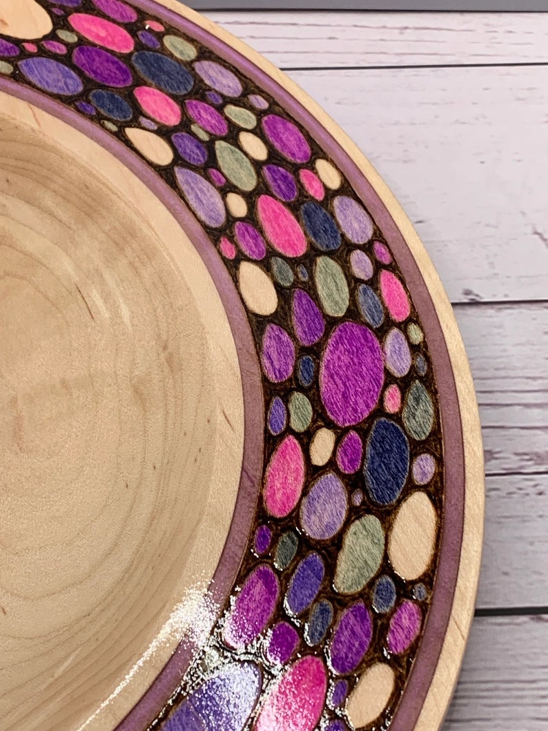 Curly Maple Wood Bowl With Purple Epoxy Design Handcrafted Lathe-turned ...