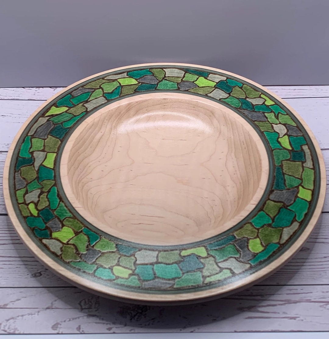Lathe Turned Curly Maple Wood Bowl With Intricate Epoxy Design ...