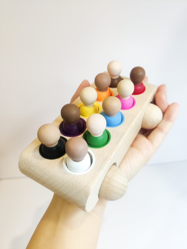 Diversity Small Cute Color Sorting Wooden Peg People and Bus / - Etsy