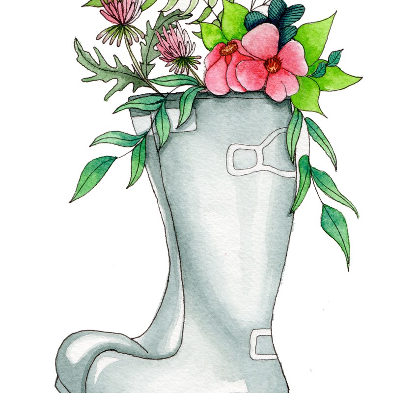 Rain Boot Flowers Art - Etsy