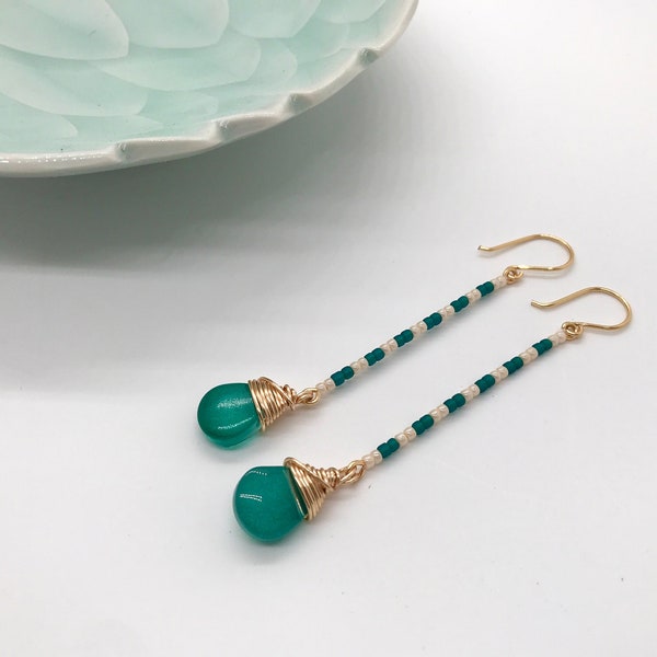 Beaded Drop Earrings - Etsy