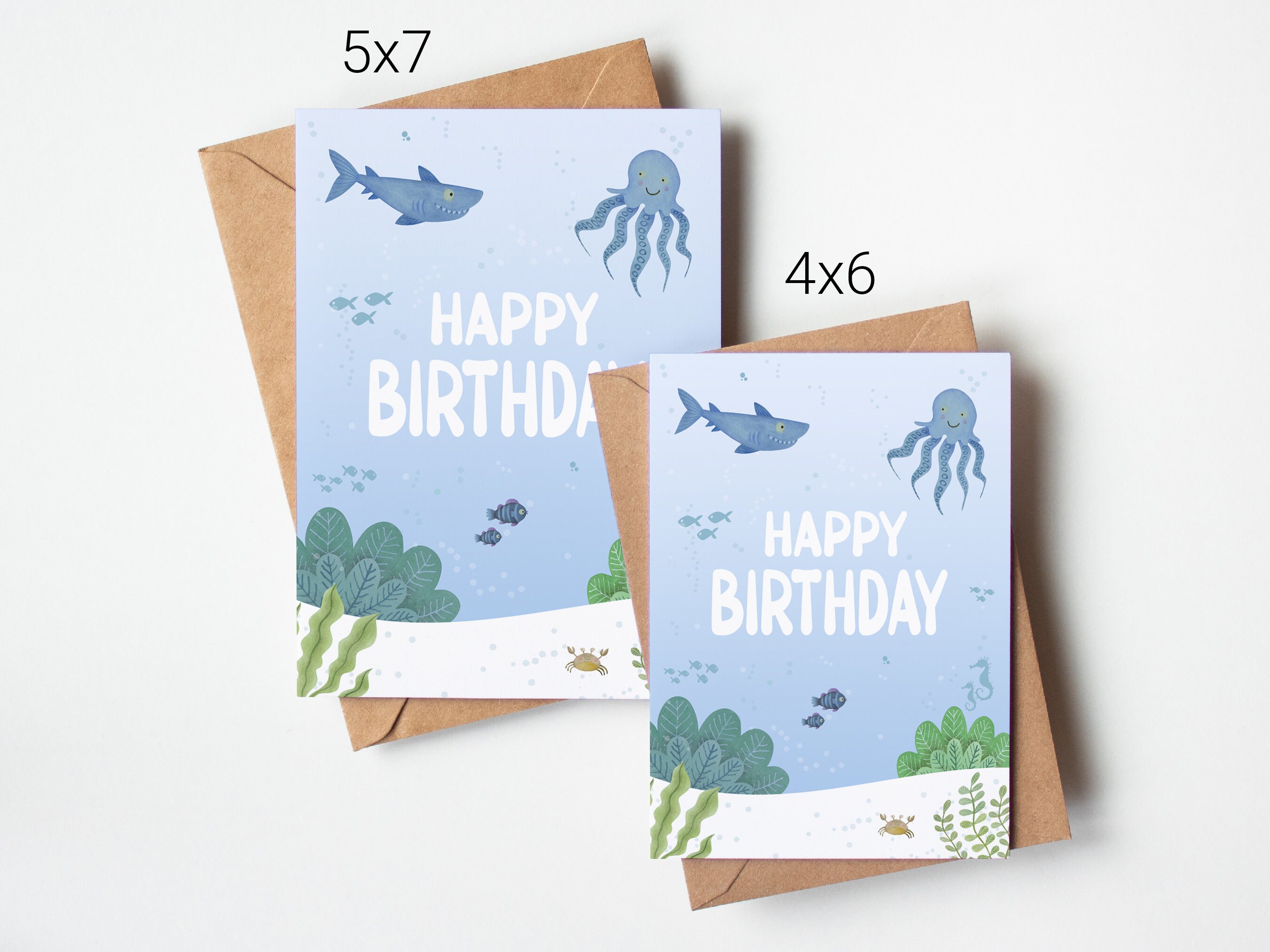 Under the Sea Shark Card Happy Birthday Card Sea Life Card - Etsy UK