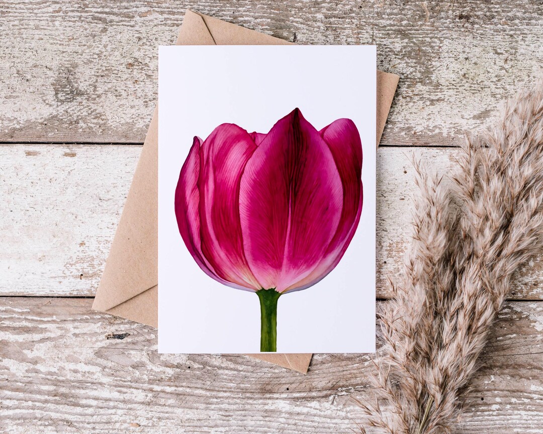 Tulip Greeting Card, Art Card, Nature Inspired Card, Botanical Greeting ...