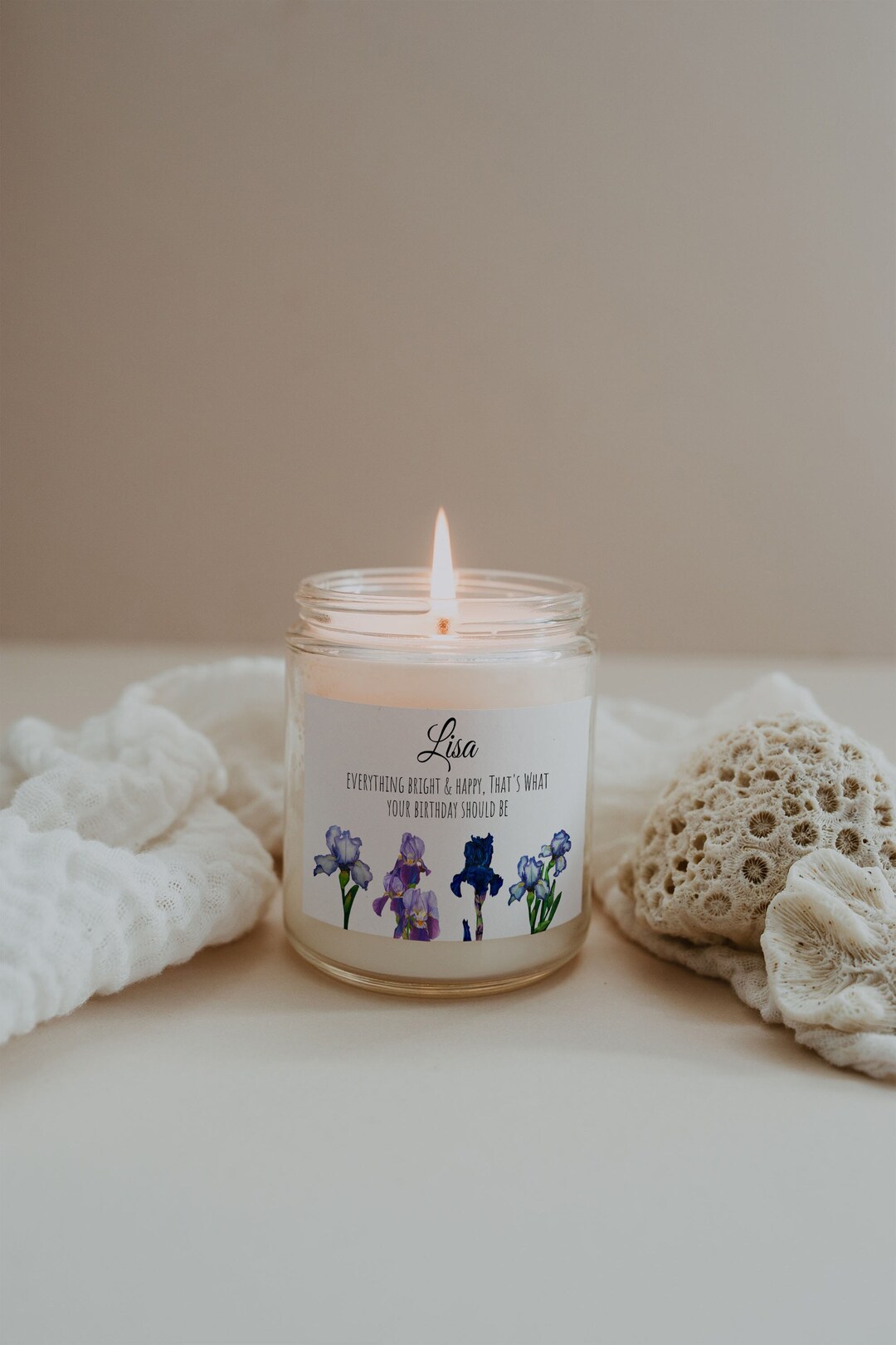 Iris Birth Flower Gift, February Birthflower Gift, Personalised Name ...