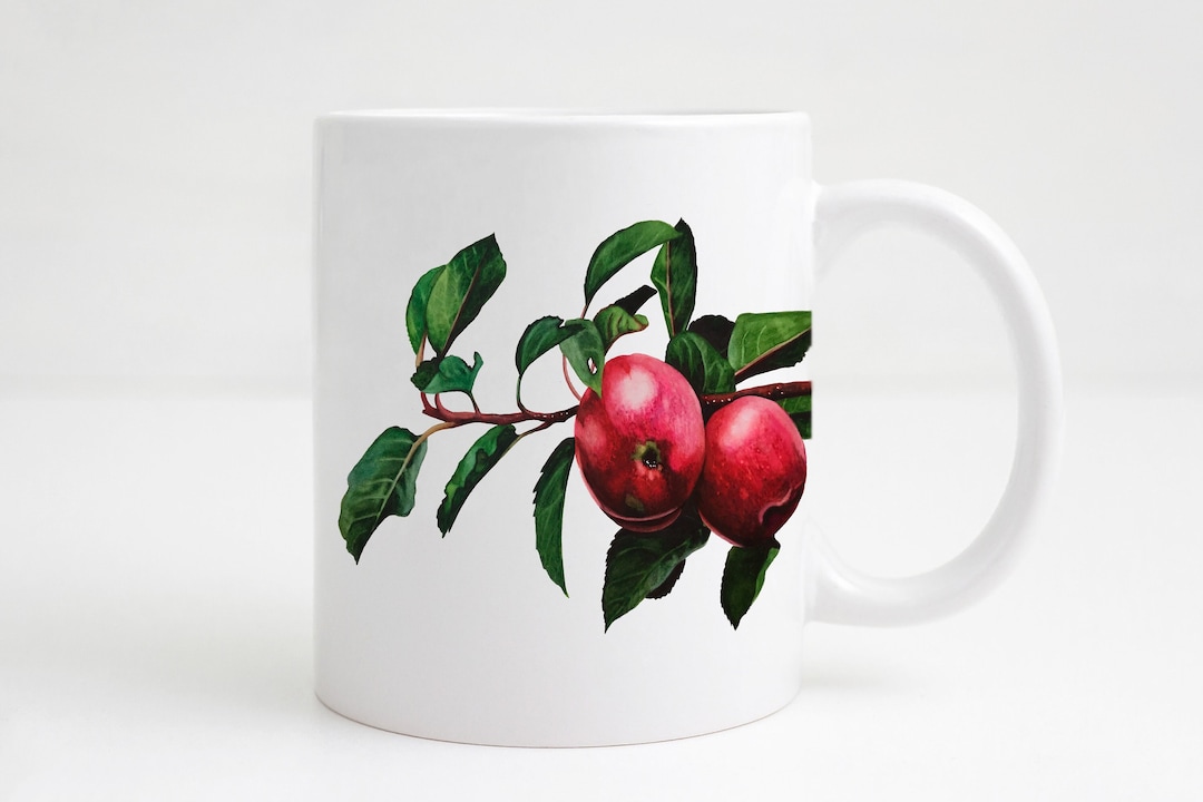 Red Apple Coffee Mug, Tea Mug, Kitchen Gift, Garden Mug Gifts, Plant Lady Mug, Fruit Art, Fruit ...
