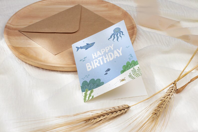 Under the Sea Shark Card Happy Birthday Card Sea Life Card - Etsy UK