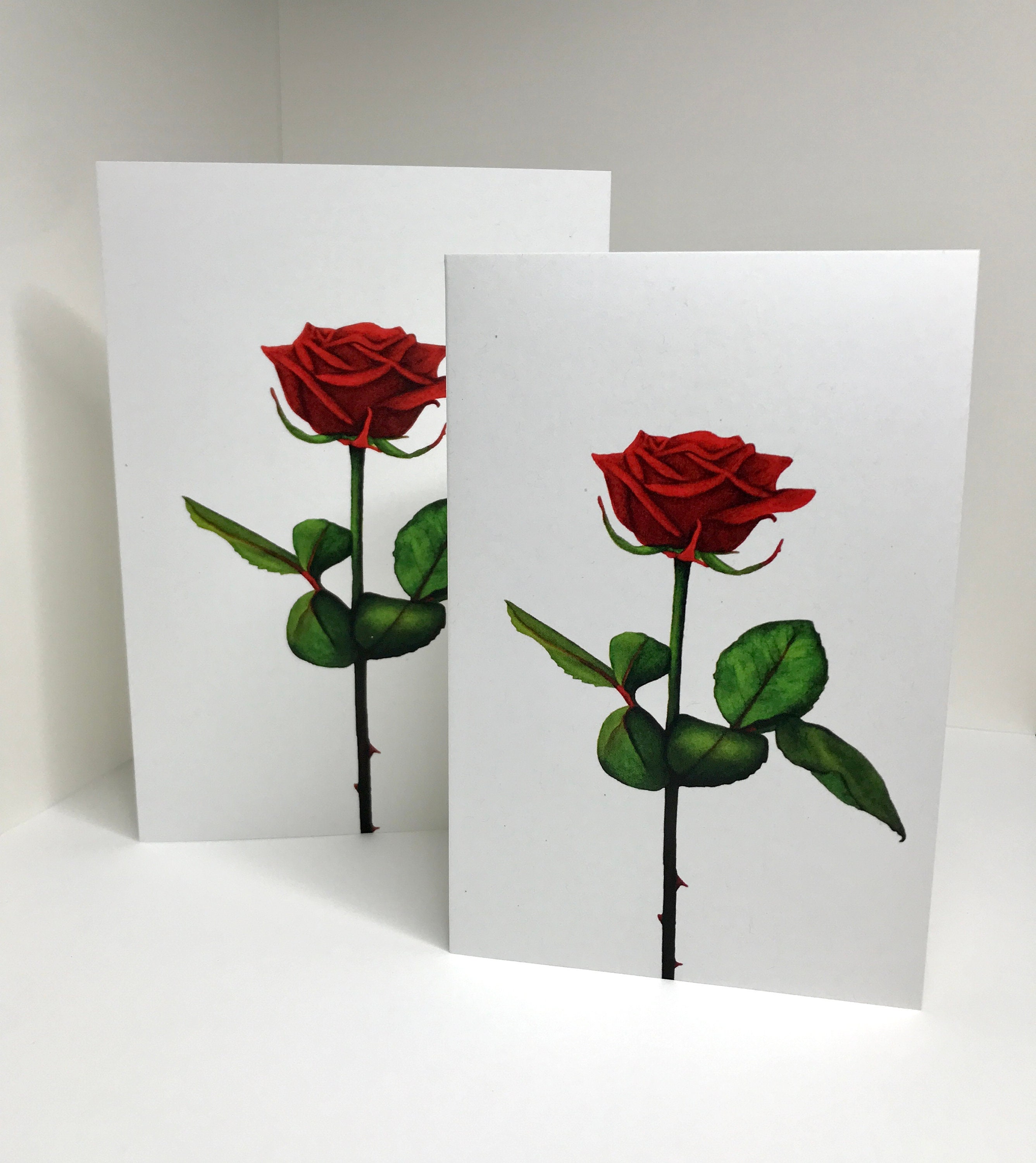 Red Rose Greeting Card, Happy Birthday Card, Floral, Botanical Card ...