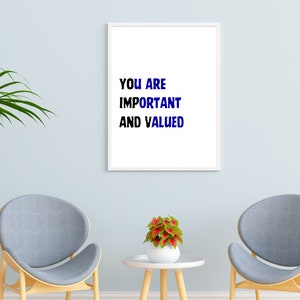 I Am Valued and Important, Self Talk, Mindfulness, Mental Health ...