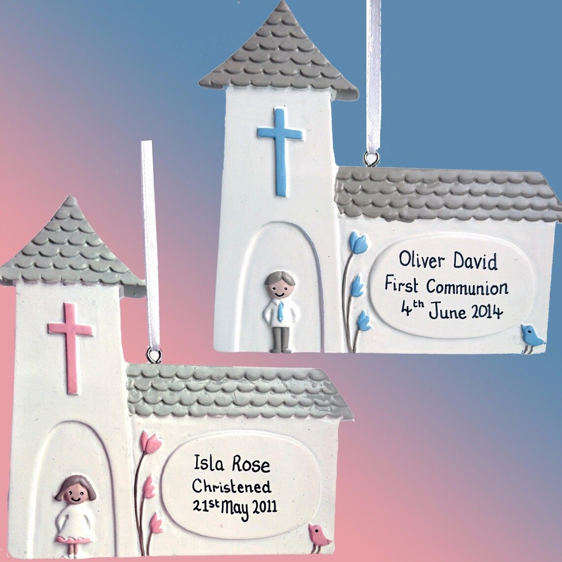Personalised Church Christening Gift Hanging Decoration Customised ...