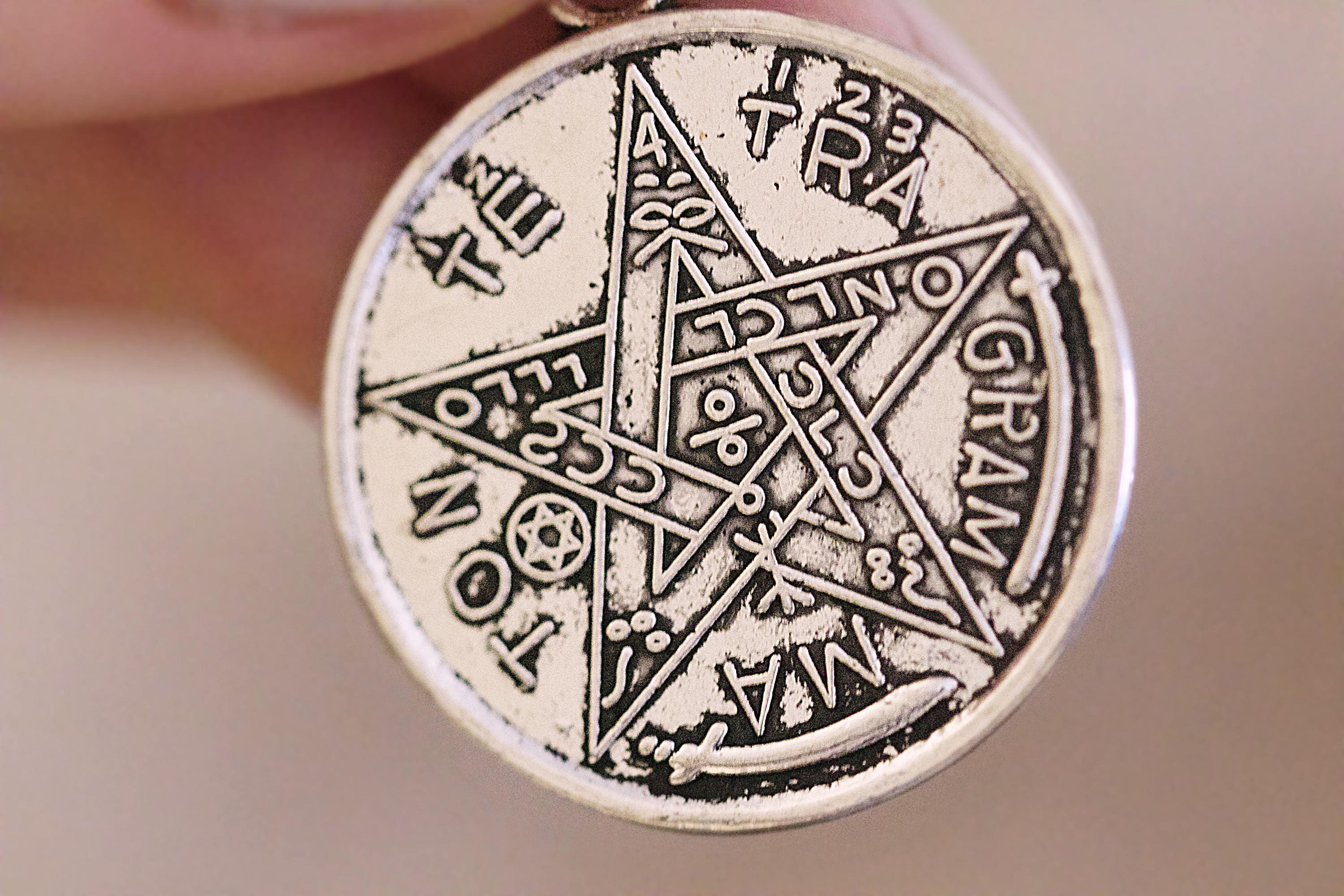 Zodiac Wheel Necklace Pentagram Wiccan Amulet Four Leaf | Etsy