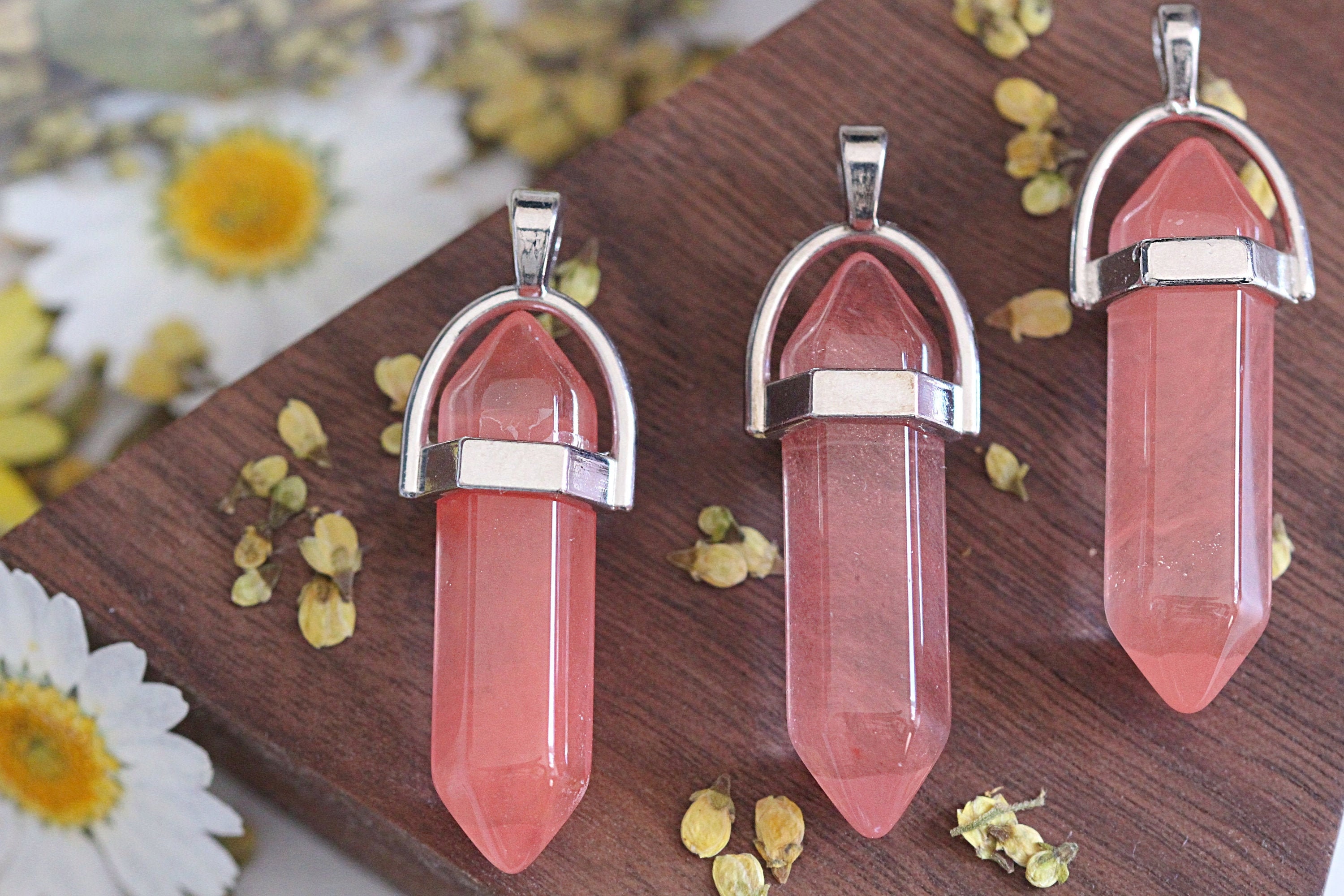 Cherry Quartz Necklace Pink Cherry Quartz Point Crystal - Etsy