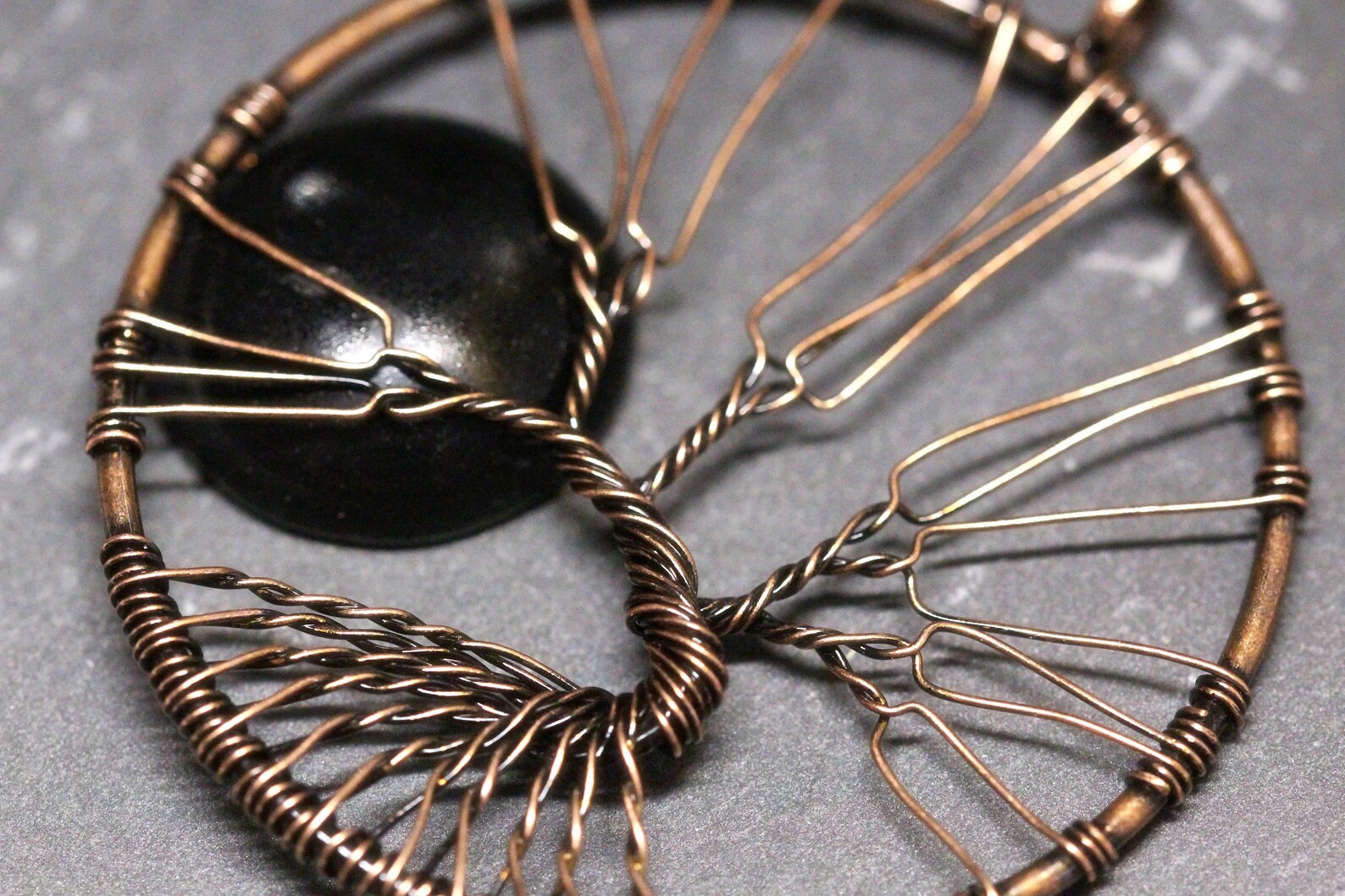 Wire Tree Necklace Bronze Wire Moon Necklace Black Oynx | Etsy