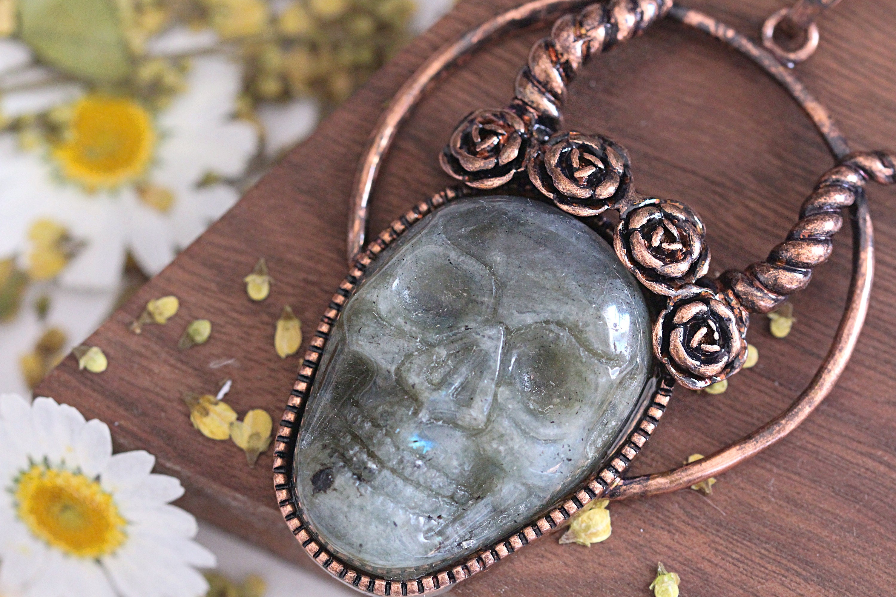 Labradorite Skull Necklace Crystal Skull Pendant | Etsy