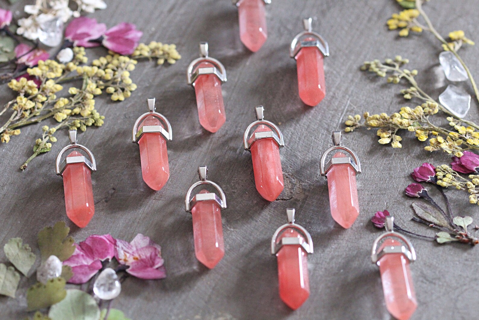 Cherry Quartz Necklace Pink Cherry Quartz Point Crystal - Etsy