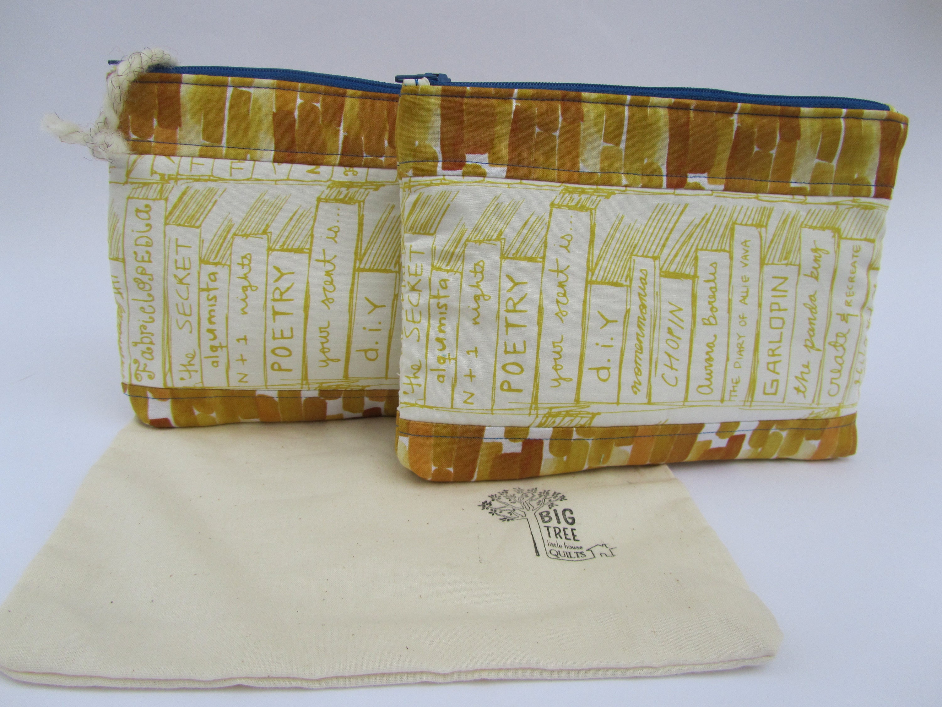 Quilted Zipper Pouch Set Book Case - Etsy