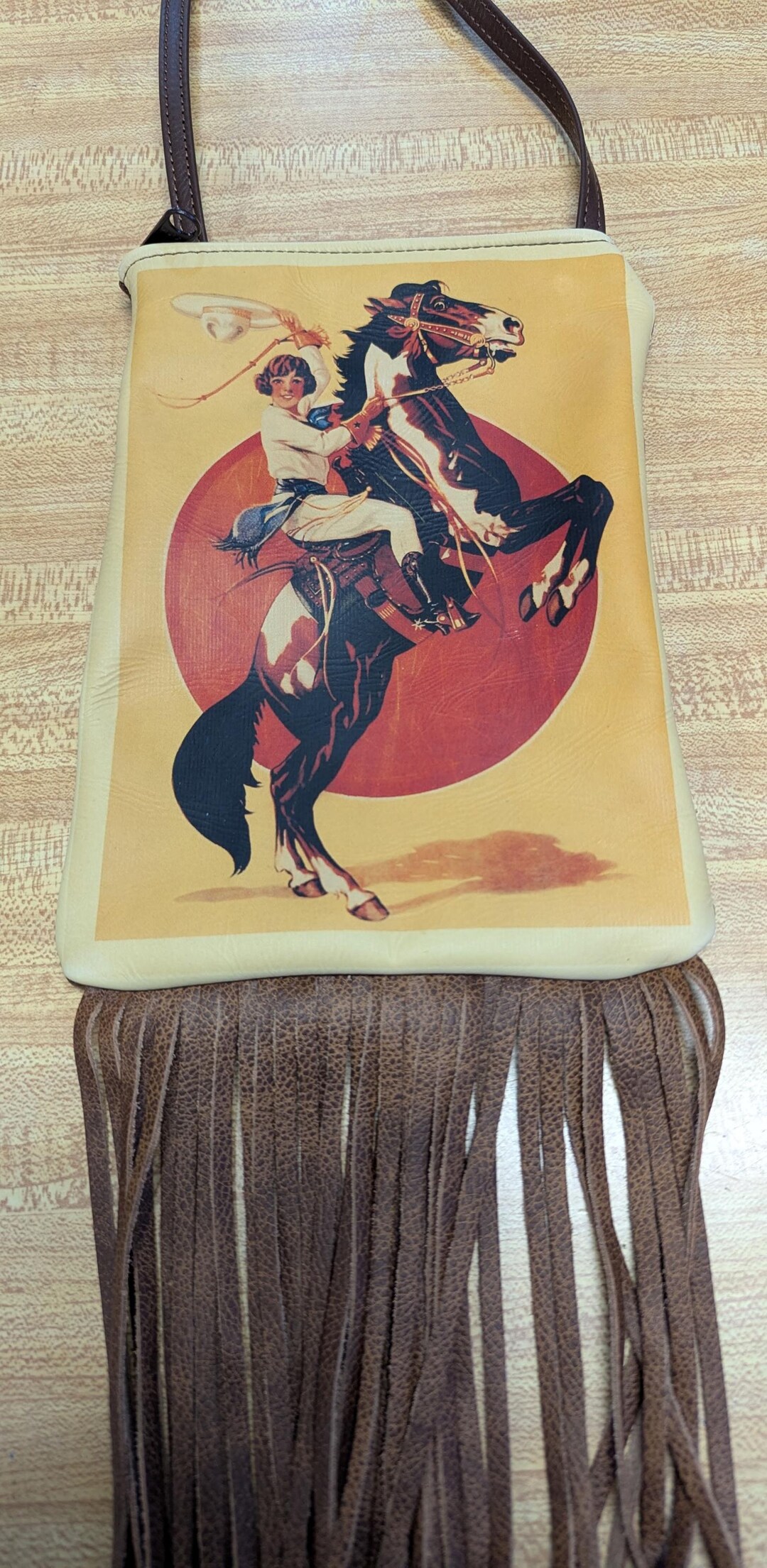 Vintage Cow Girl Rising Leather Strap With Fringe 6 X 9 / 48 Inch Strap ...