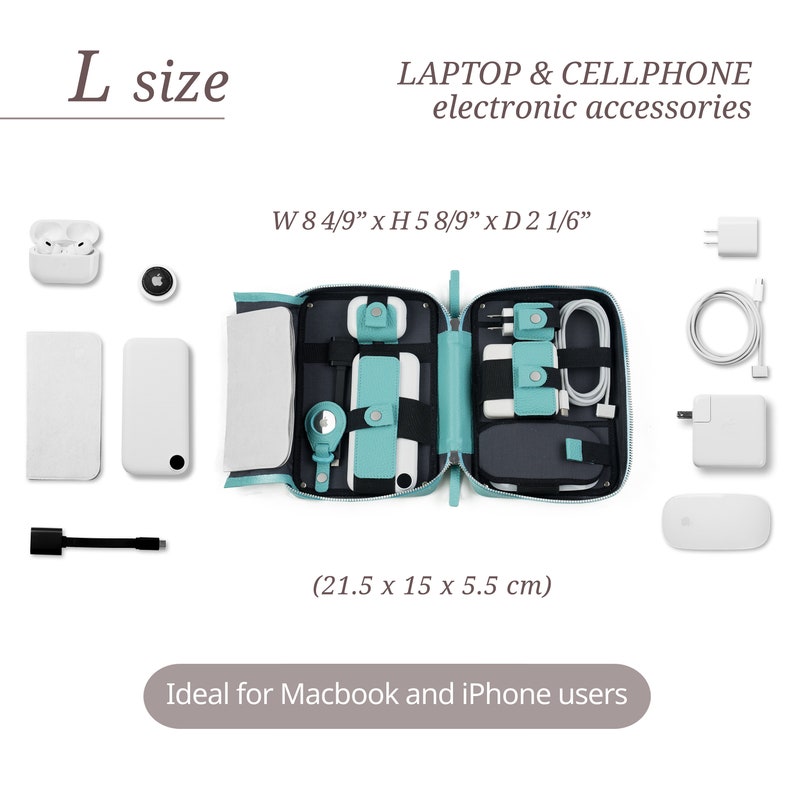 Personalized Leather Tech Accessories Organizer, Multi-slot Zipper Case ...