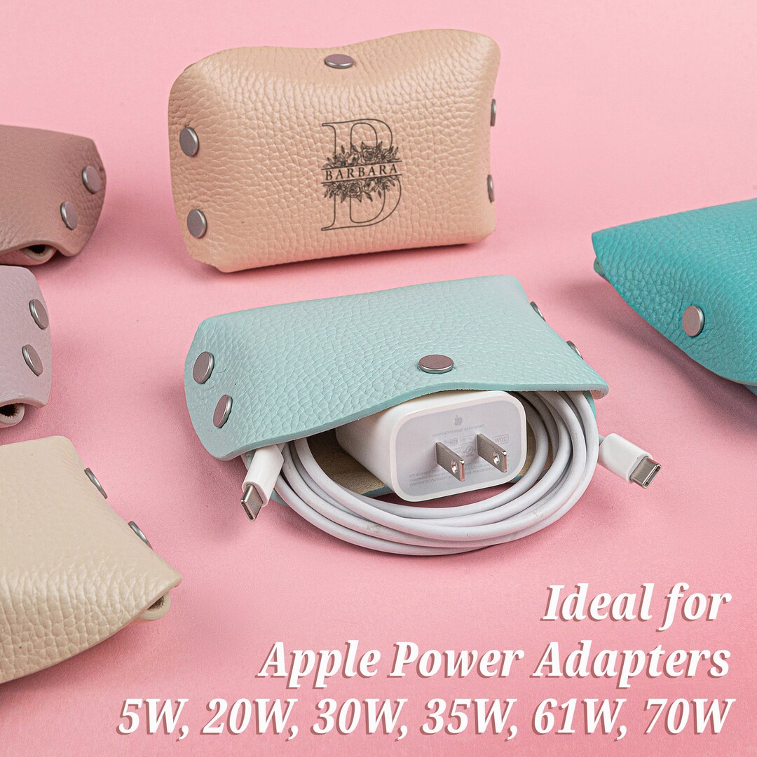 Cable & Charger Organizer Compact Leather Power Adapter Case in ...