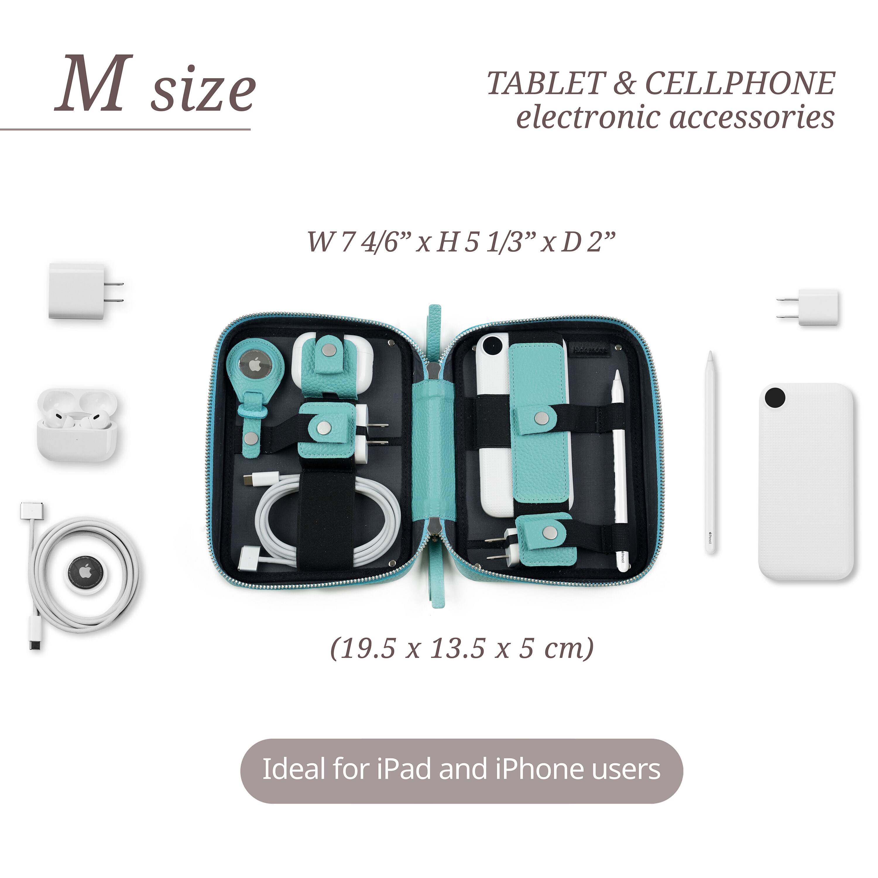 Personalized Leather Tech Accessories Organizer, Multi-slot Zipper Case ...
