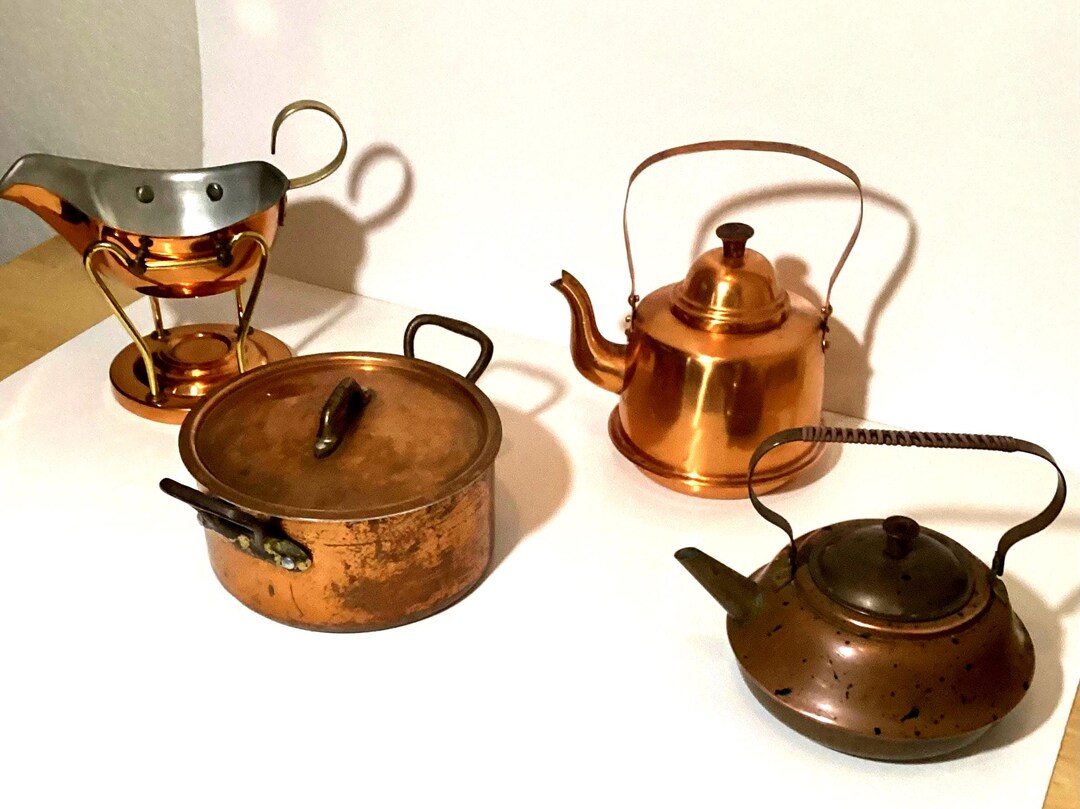 Vintage SET, Instant Collection, Copper, Kettles, Gravy Boat, Pot ...
