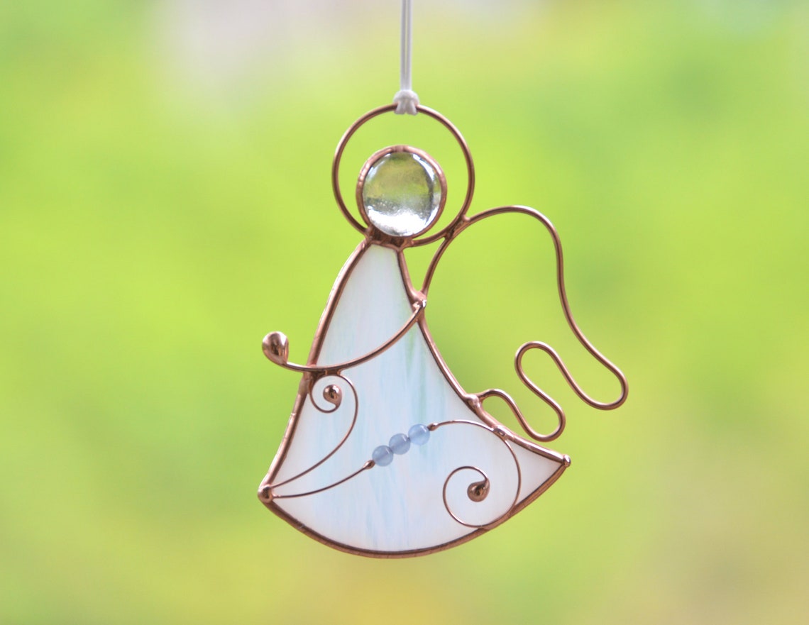 Stained Glass Angel Window Hanging Decor Christmas Angel Gift - Etsy