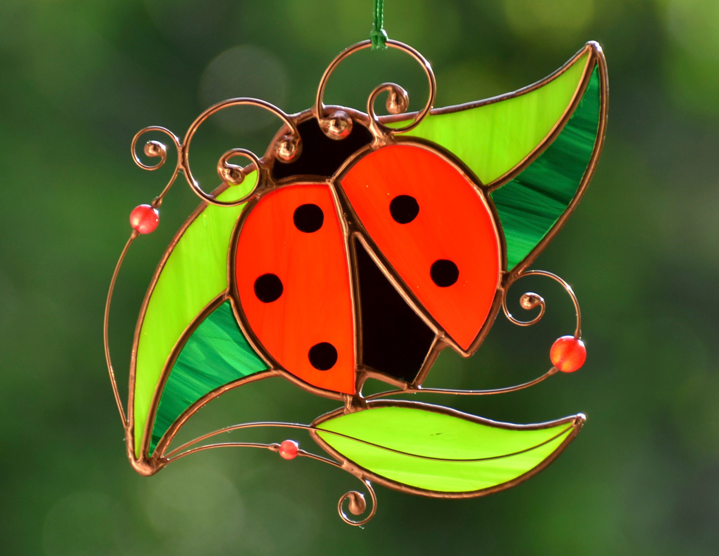 Stained Glass Ladybug Suncatcher, Window Hanging Decoration - Etsy