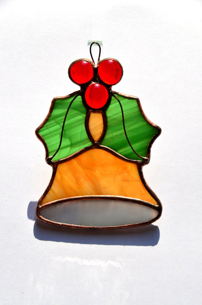 Stained Glass Christmas Bell Glass Ornaments Bell Etsy