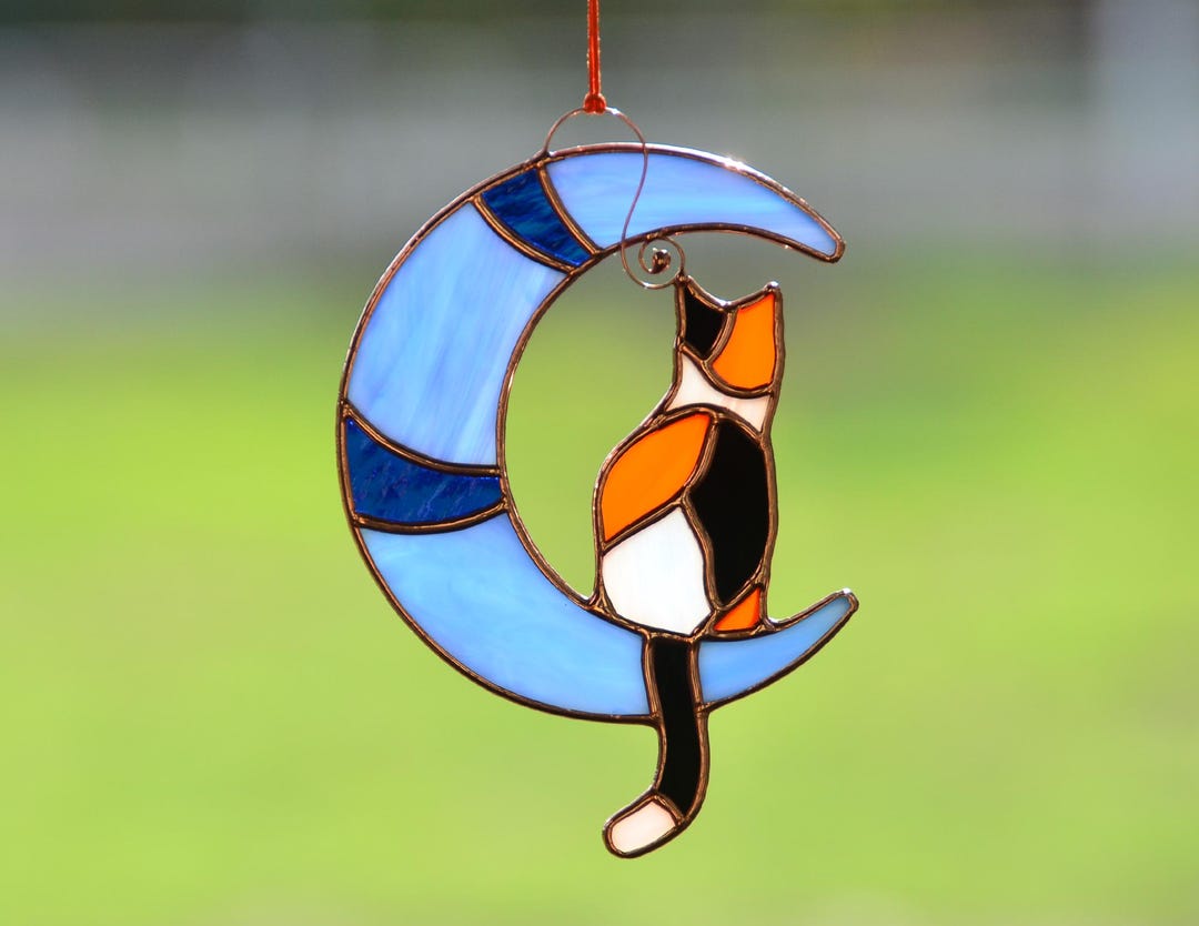 Stained Glass Calico Cat Window Hangings, Memorial Gift, Pet Lost Gift ...