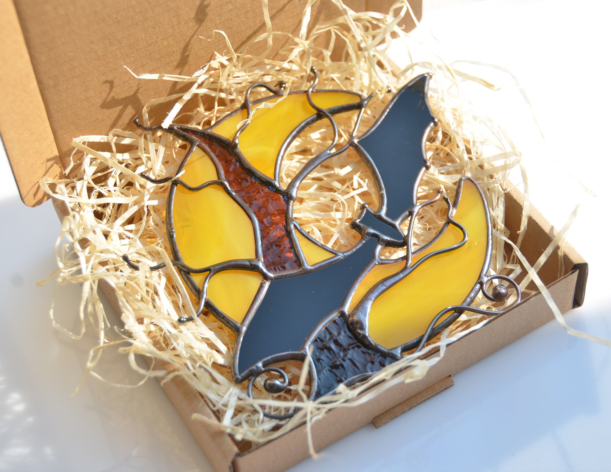 Stained Glass Halloween Suncatcher, Spooky Tree, Bat Suncatcher, Window ...