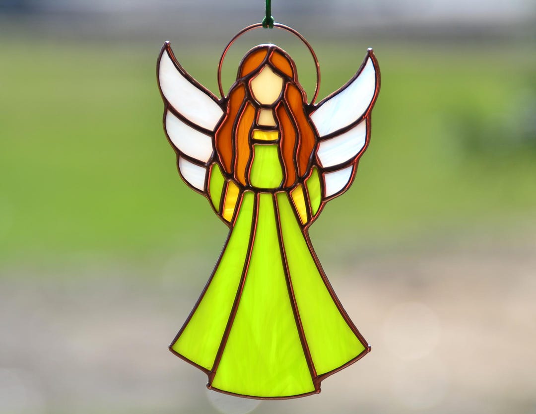 Stained Glass Angel, Window Hanging Ornament, Guardian Angel Gift ...