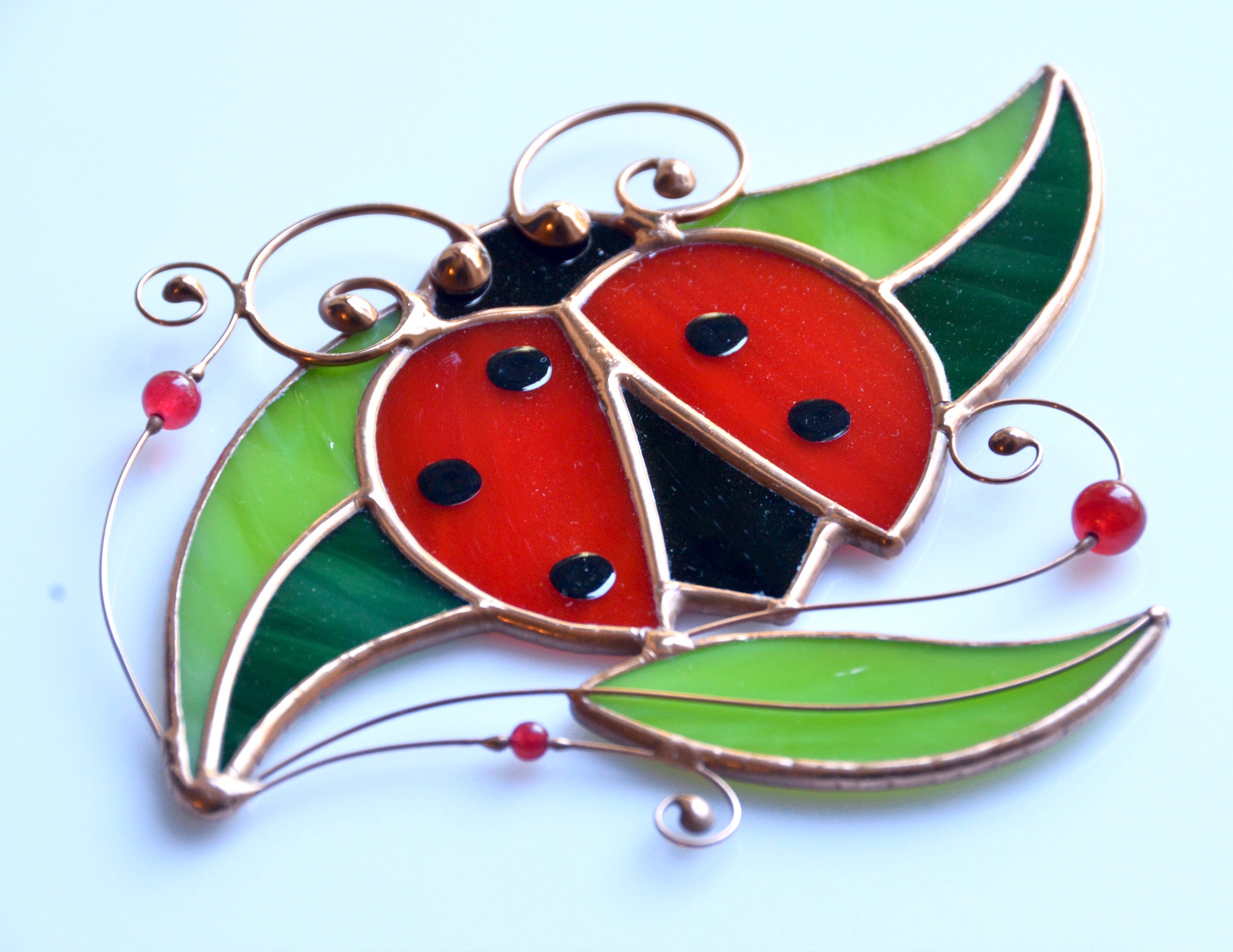 Stained Glass Ladybug Suncatcher, Window Hanging Decoration - Etsy