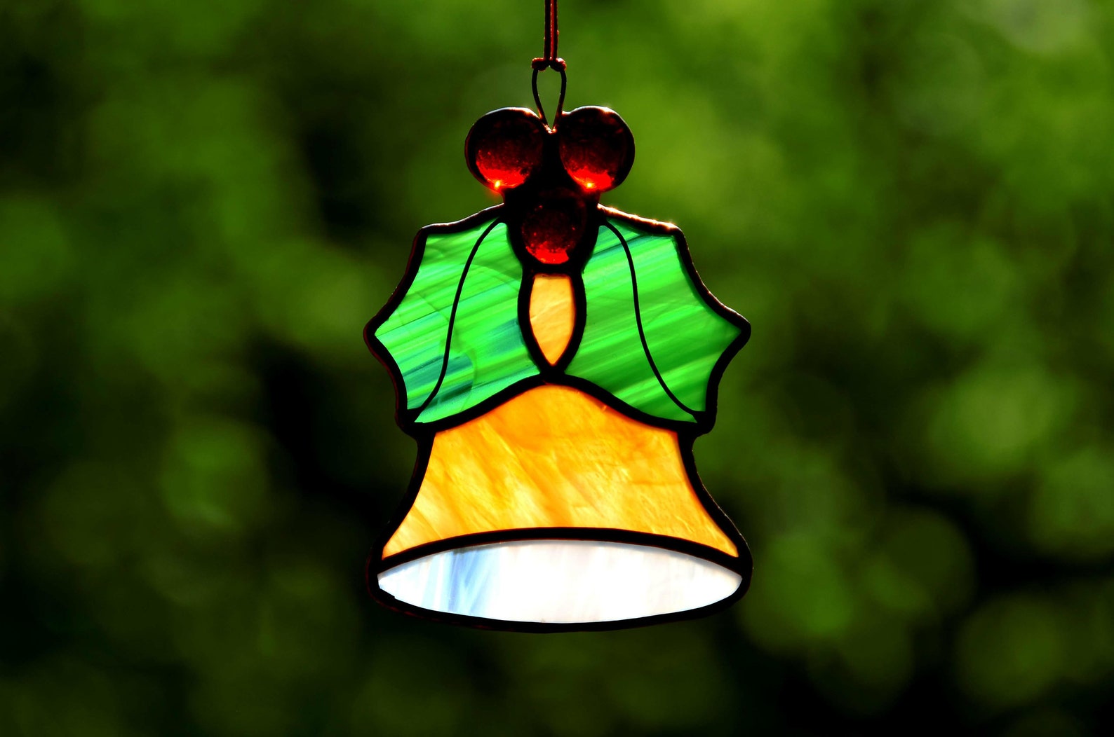 Stained Glass Christmas Bell Glass Ornaments Bell Etsy
