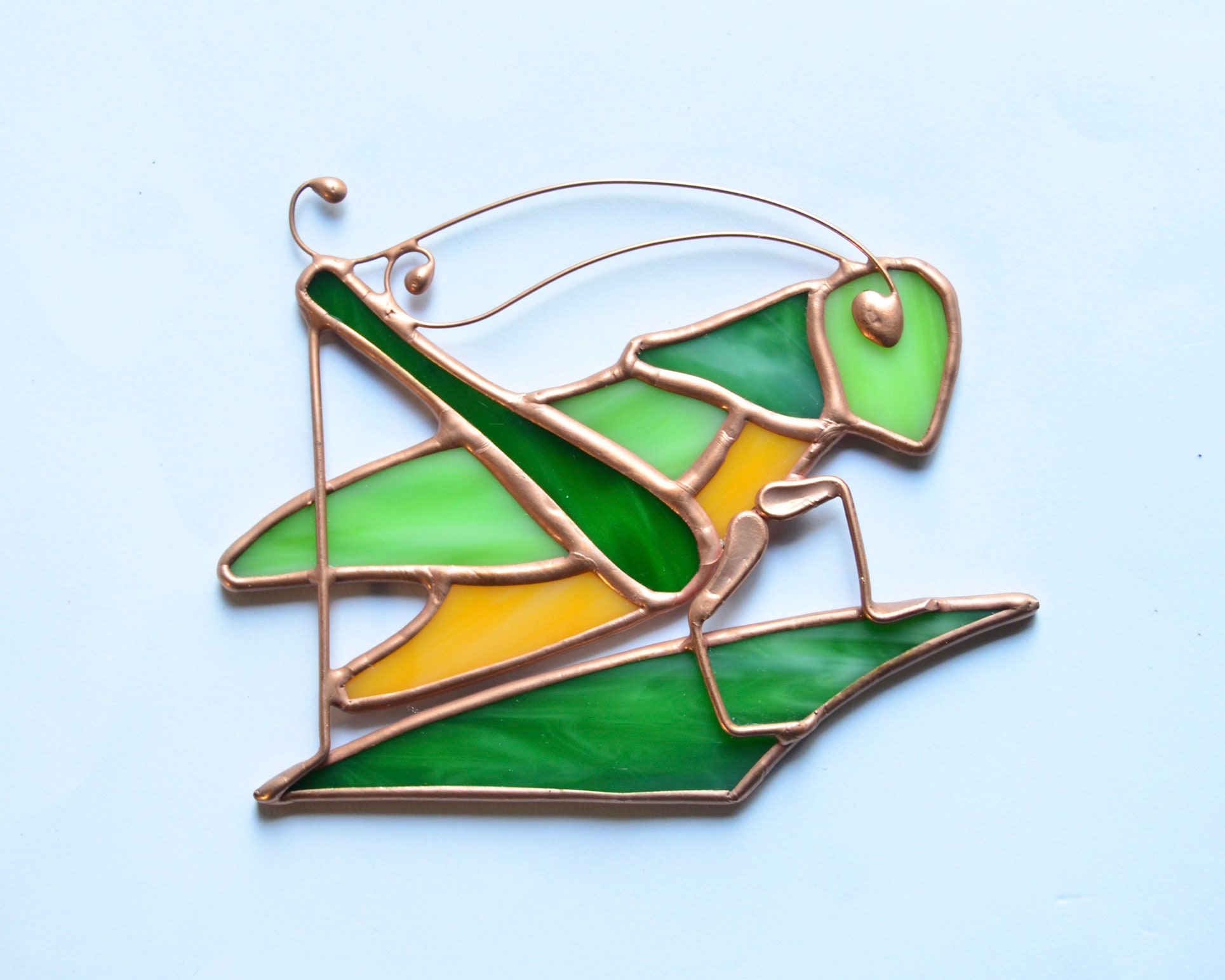 Stained Glass Suncatcher Grasshopper Ornament Window Hanging - Etsy