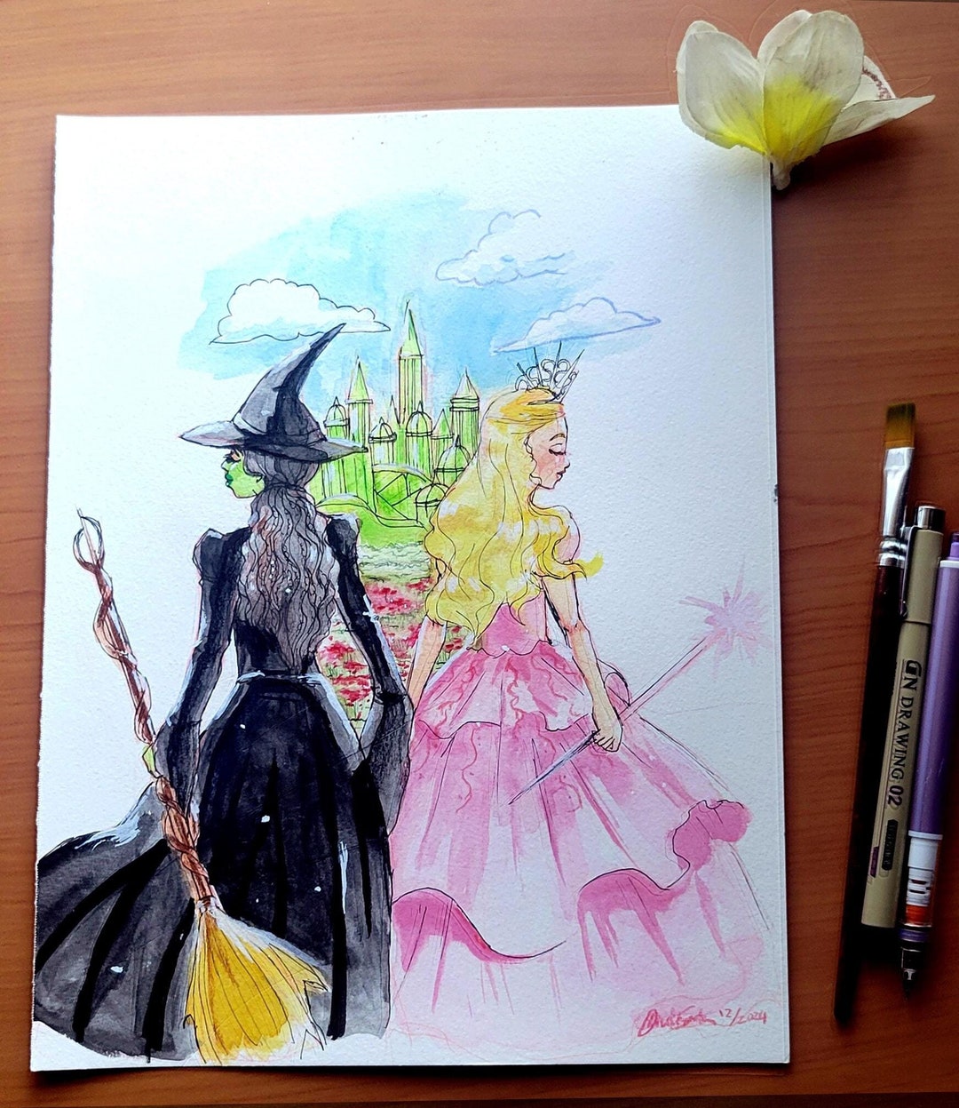 Wicked Painting Watercolor Original Handmade Inspired by Wicked Movie ...