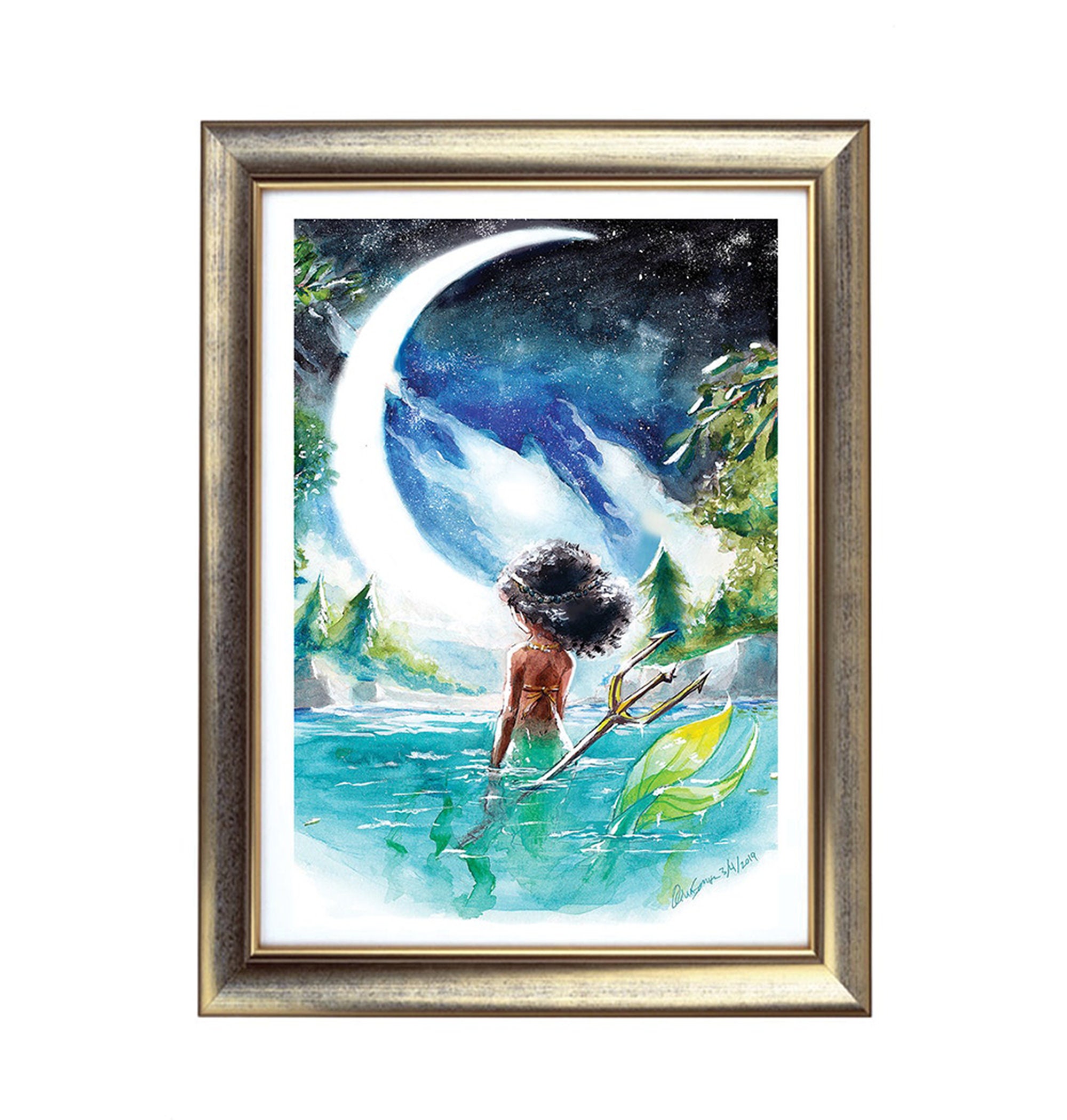 Beautiful Black MERMAID Art Print African American Mermaid | Etsy