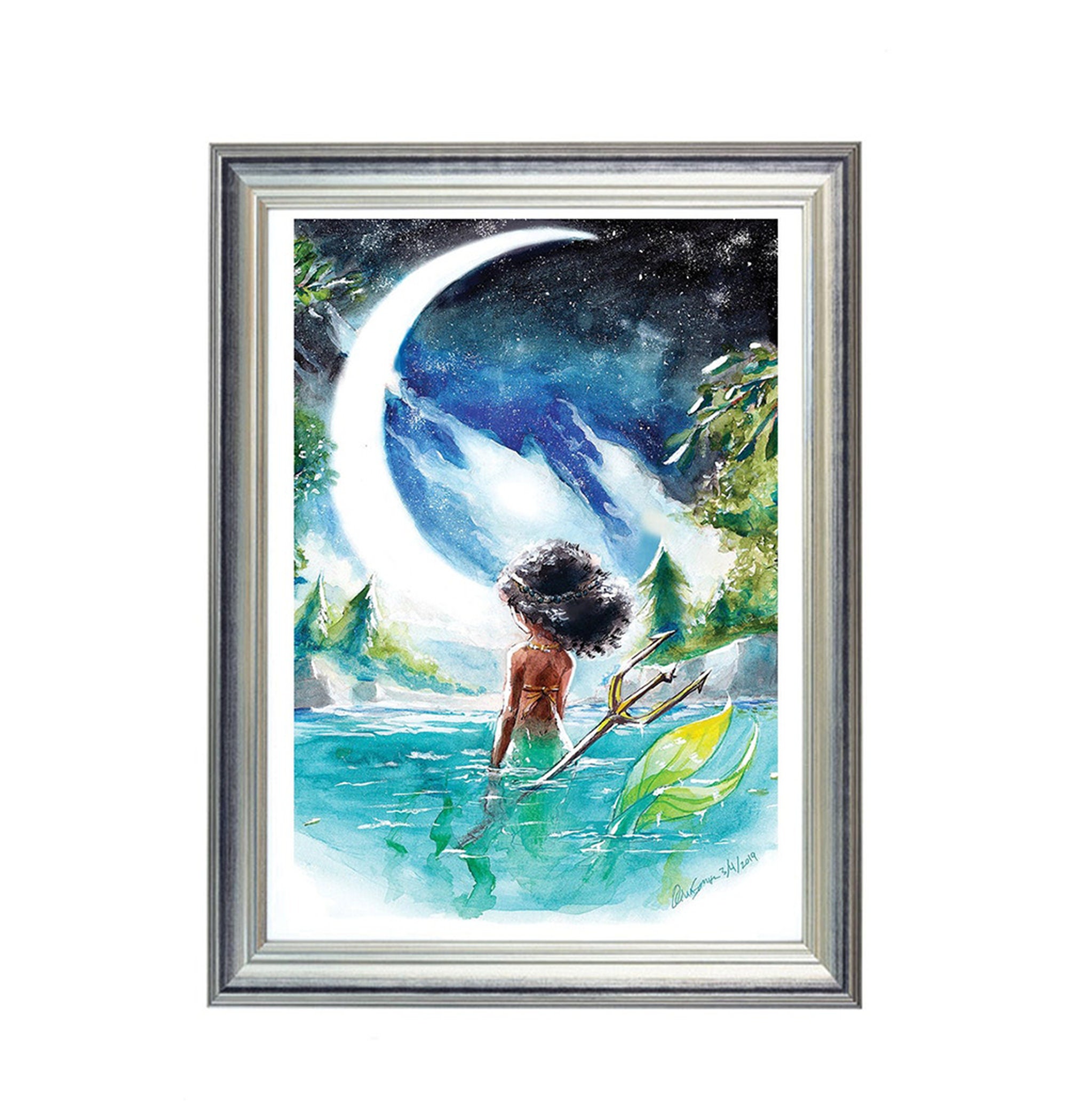 Beautiful Black MERMAID Art Print African American Mermaid | Etsy