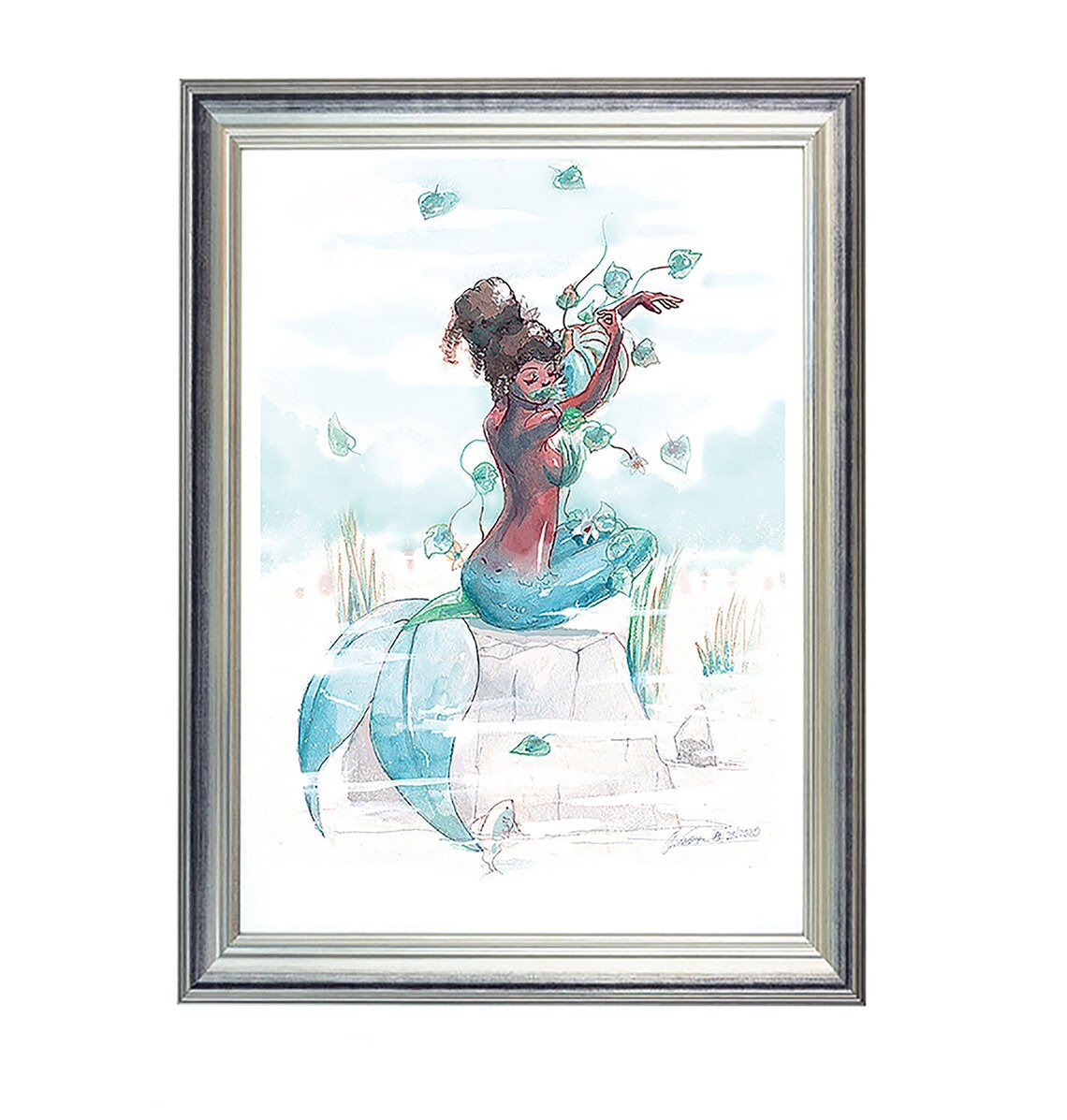 Beautiful Black MERMAID Art Print African American Mermaid | Etsy