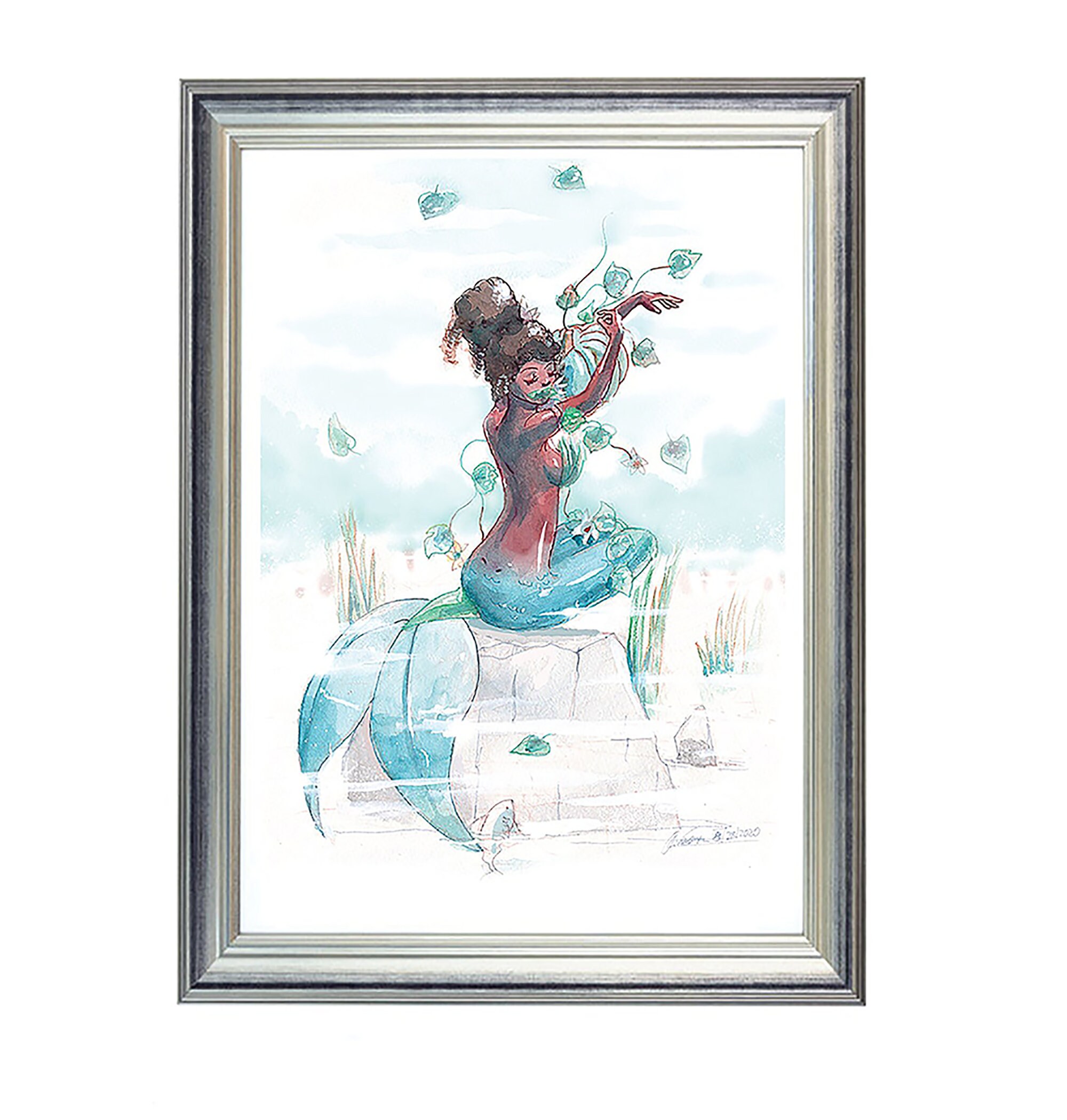 Beautiful Black MERMAID Art Print African American Mermaid | Etsy