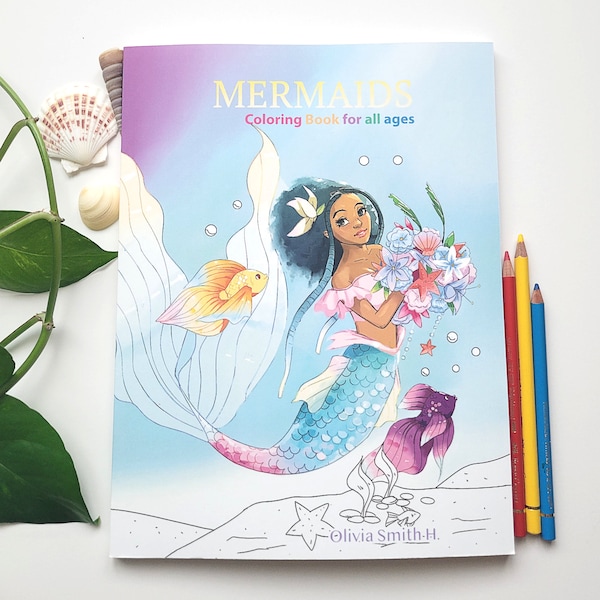 Black Mermaids Coloring Book - Etsy