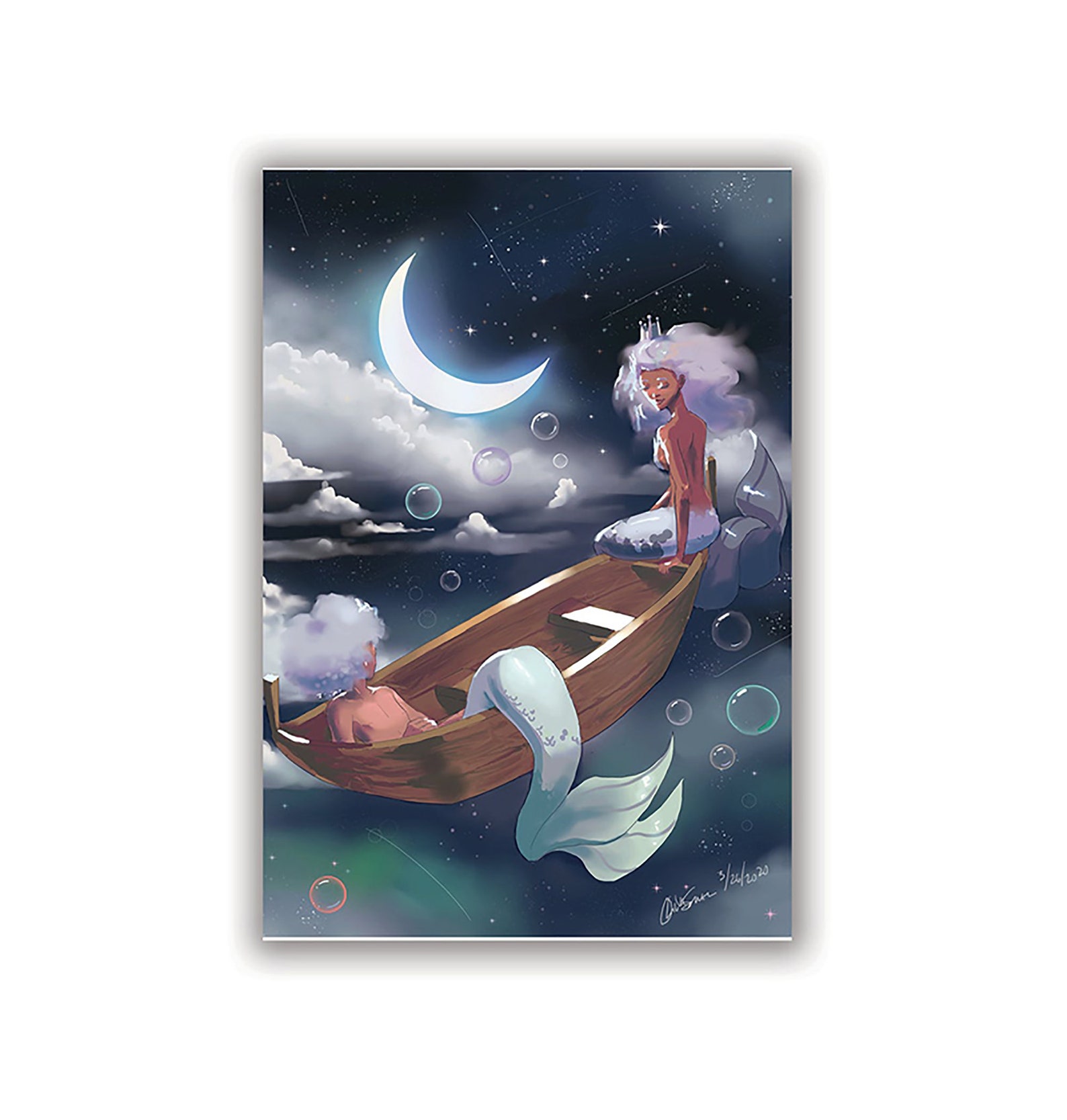 Beautiful Black MERMAID Art Print African American Mermaid - Etsy