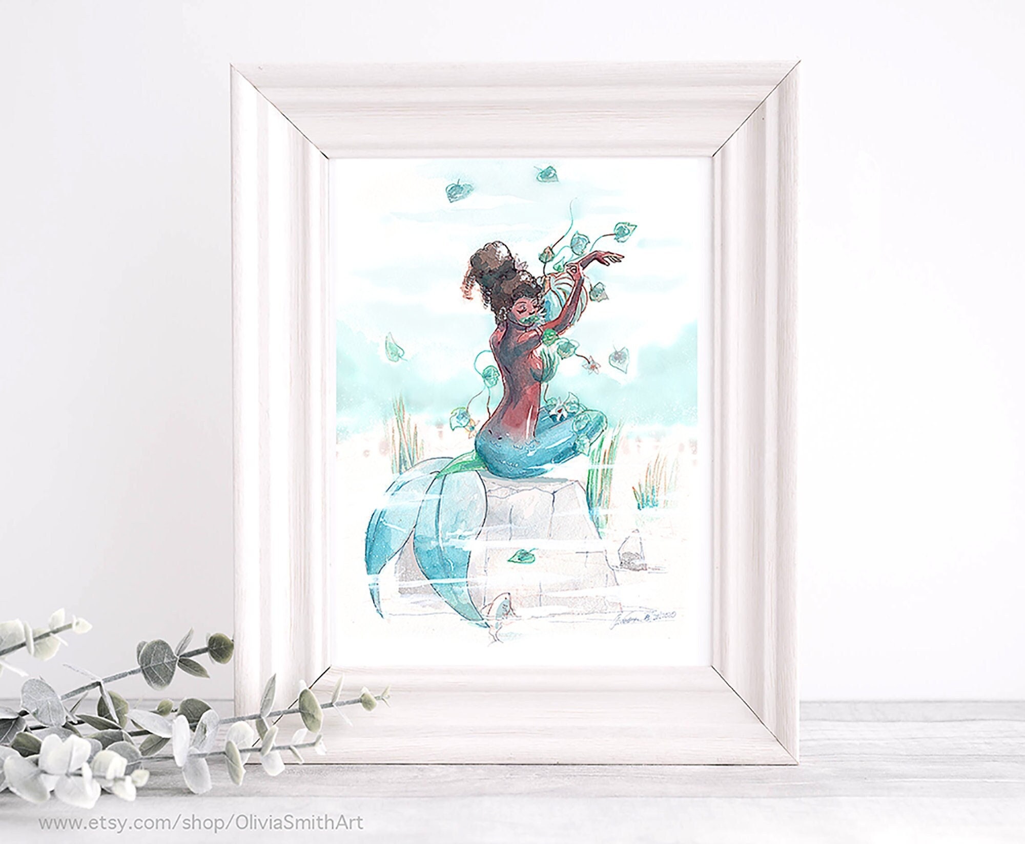 Beautiful Black MERMAID Art Print African American Mermaid - Etsy