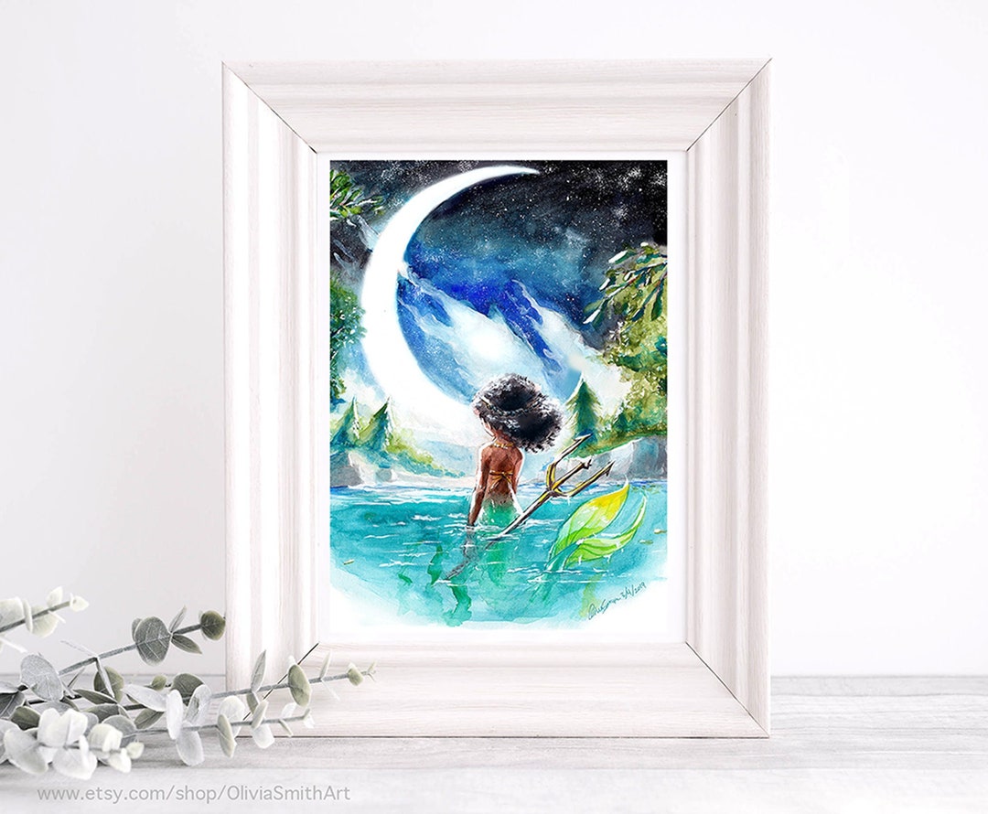 Beautiful Black MERMAID Art Print African American Mermaid - Etsy