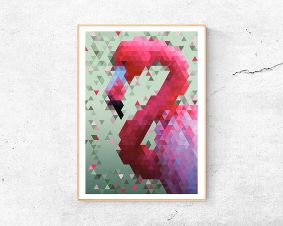 Flamingo Polygon A3 Print Poster Wall Decoration - Etsy