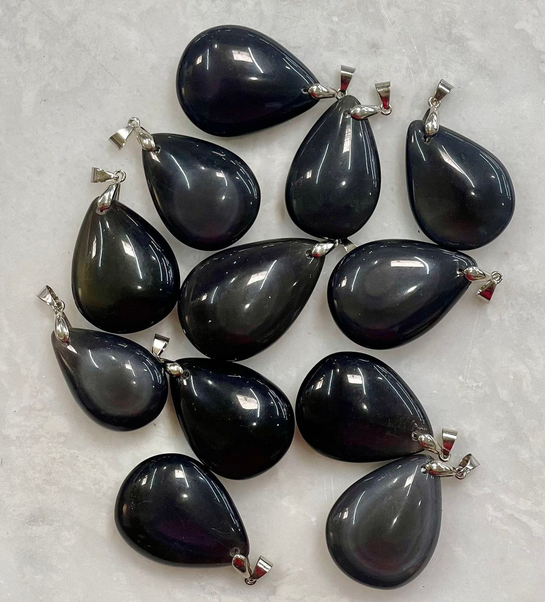 Obsidian Teardrop Shape Pendant1pc - Etsy