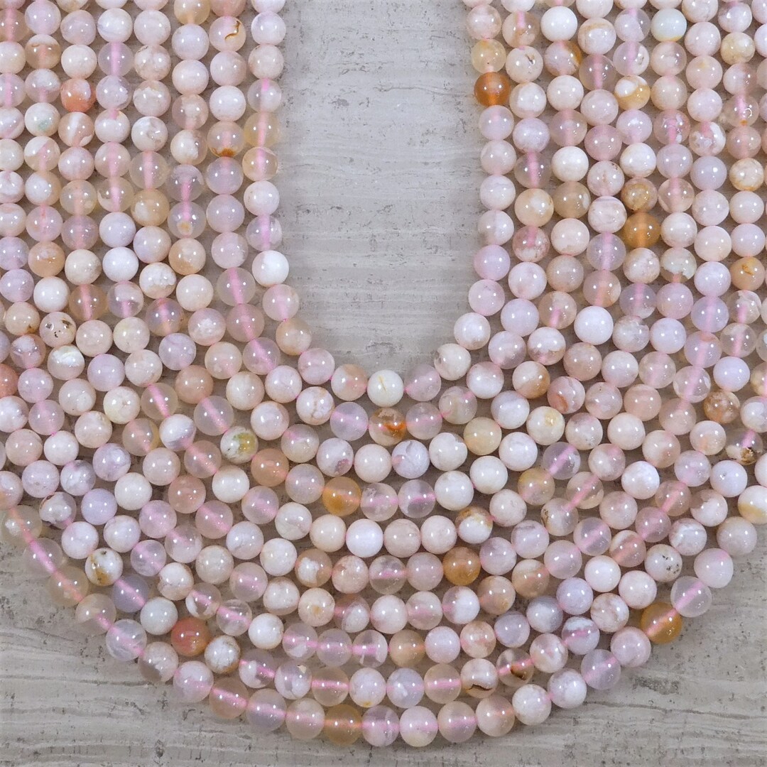 Cherry Blossom Agate, Sakura Agate, Flower Agate Round 6mm 8mm 10mm ...