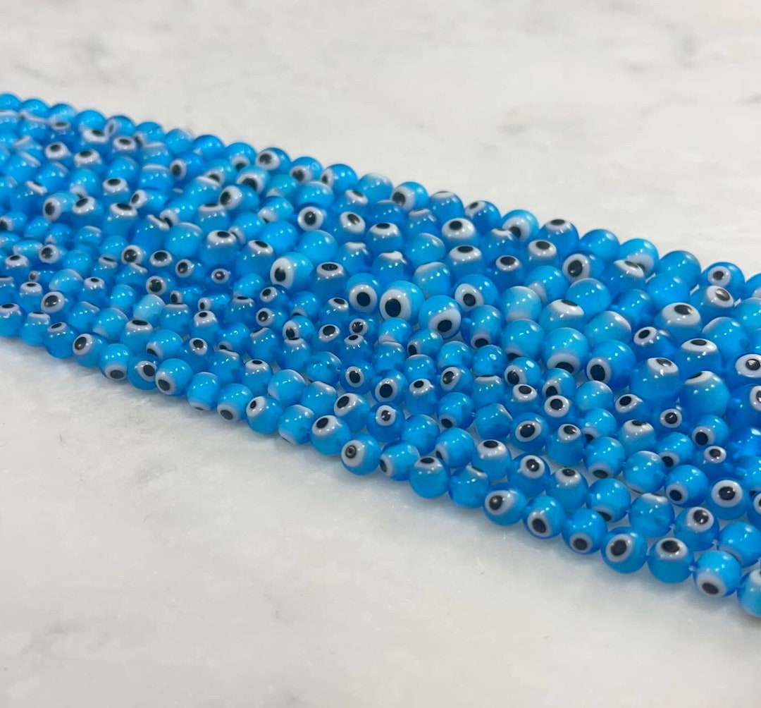 Evil Eye/mal De Ojo, Sky Blue Color Glass Beads Round 6mm 8mm - Etsy