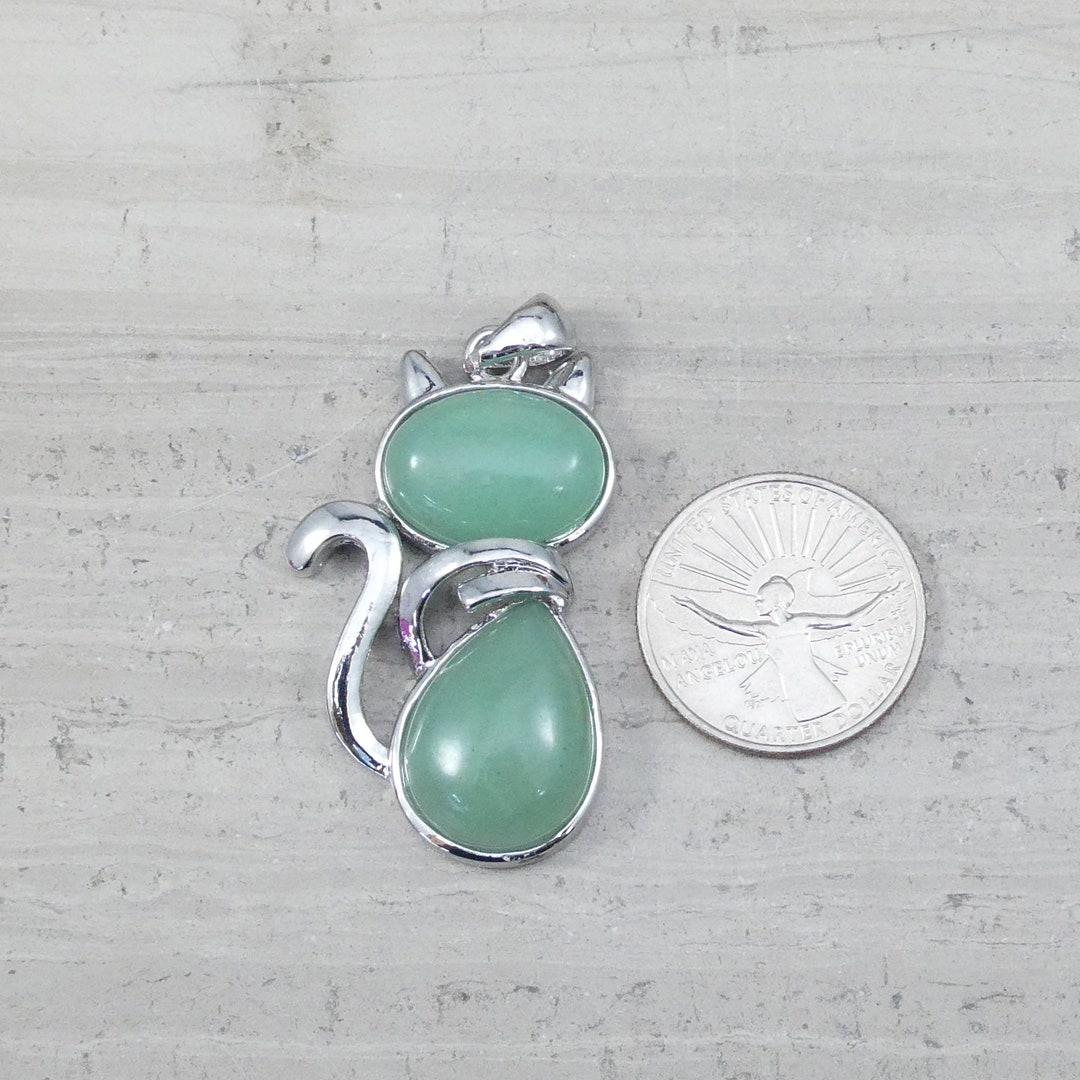 Green Aventurine Cat Shape Pendant 27x45mm 1pc - Etsy
