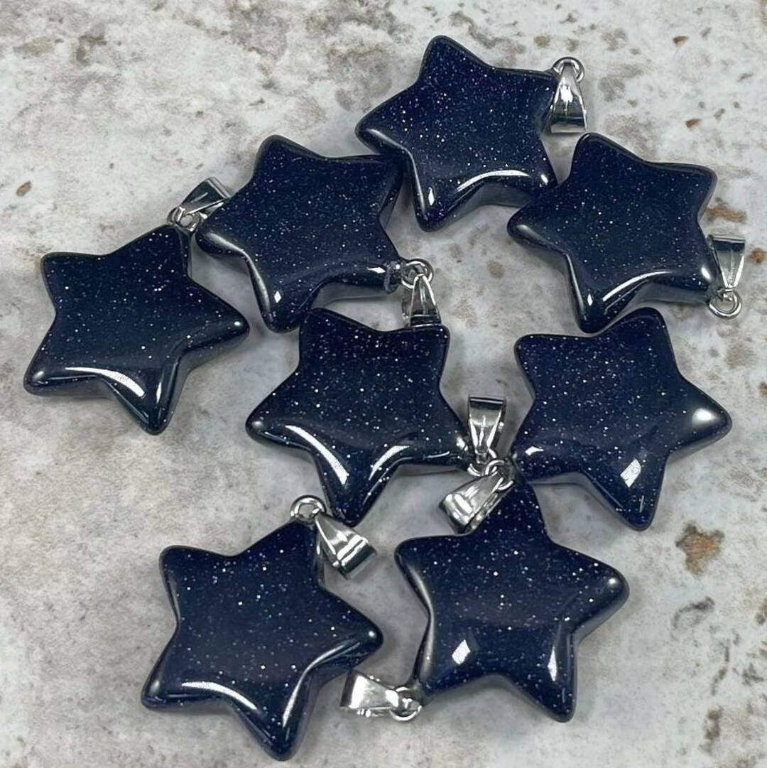 Blue Sandstone, Star Pendant, 25x24mm (1pc) Blue Goldstone - Etsy