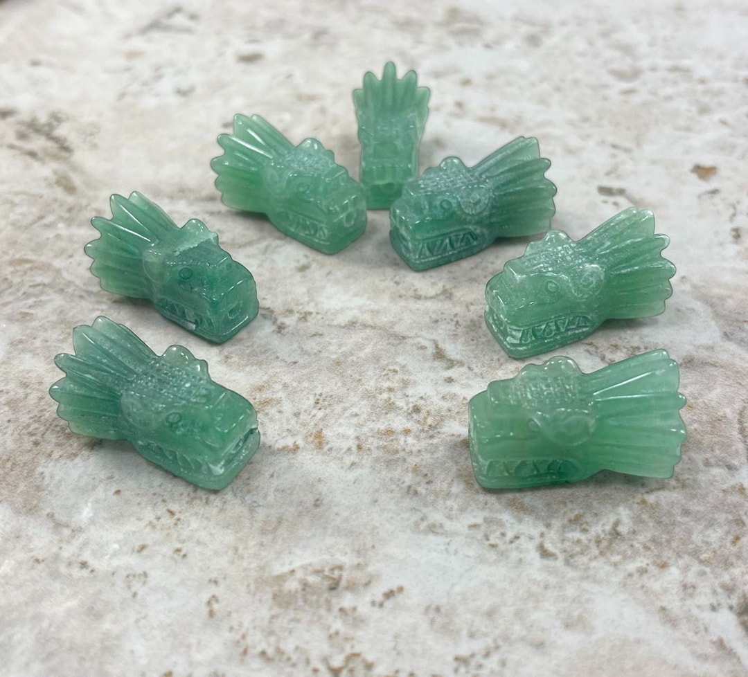 Green Aventurine Mayan/aztec Quetzalcoatl Dragon Head, Feathered ...