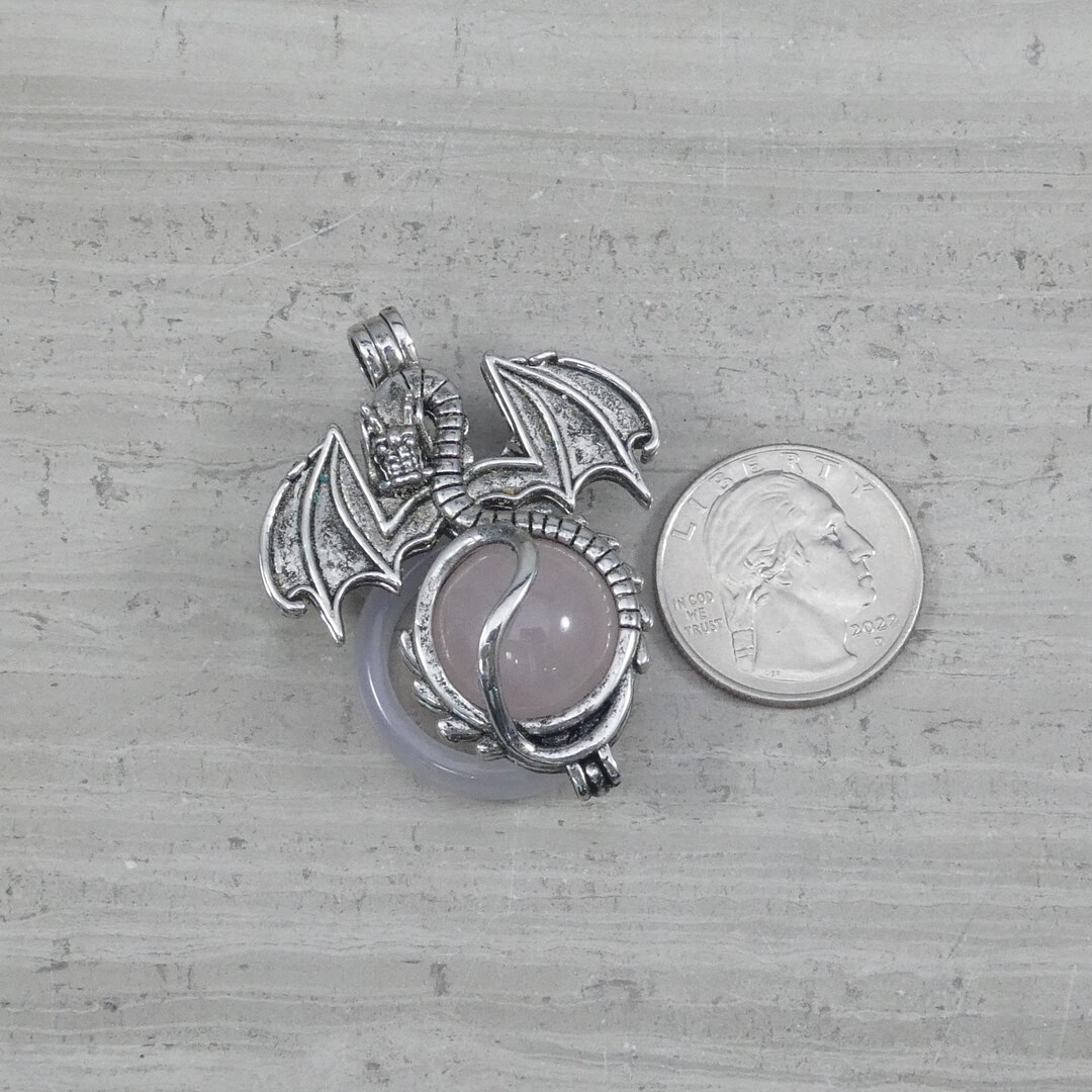 Rose Quartz Ball-sphere Flying Dragon Pendant 36x47mm 1pc - Etsy